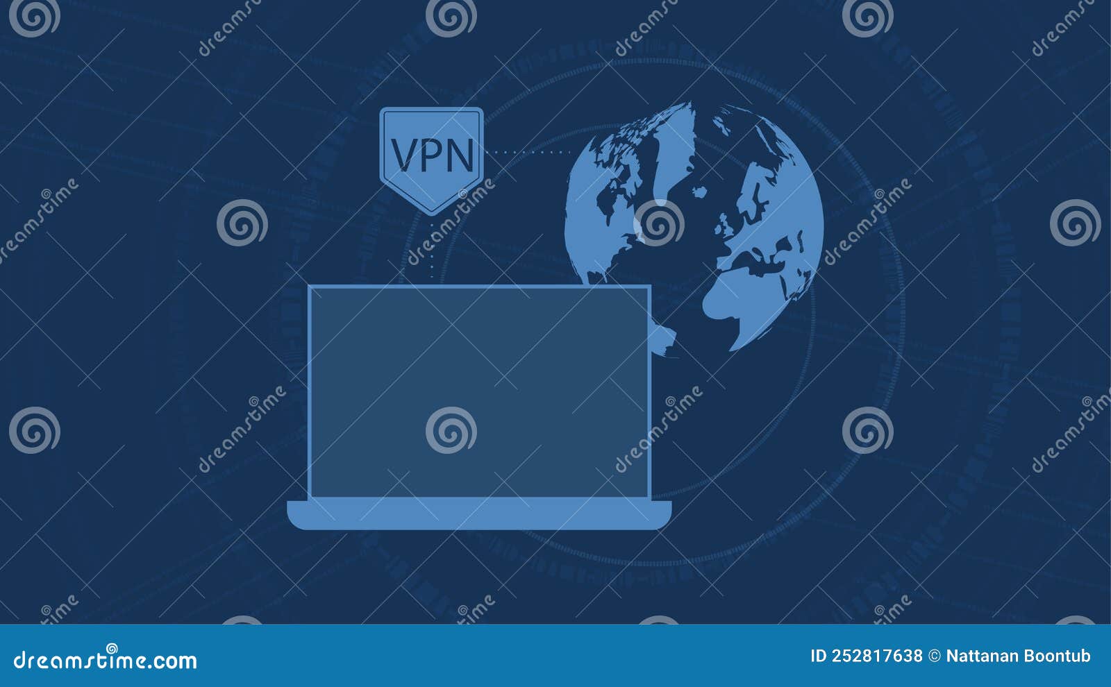 Virtual Private Network Technology. Laptop and Earth Icon. VPN Secure ...