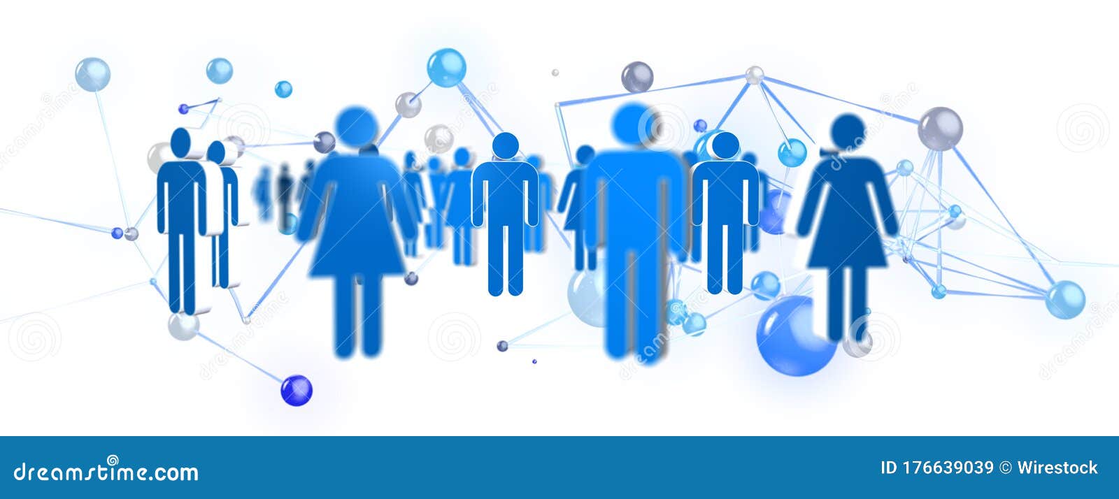 Virtual Projection of Digital Blue People Figures on a White Background ...