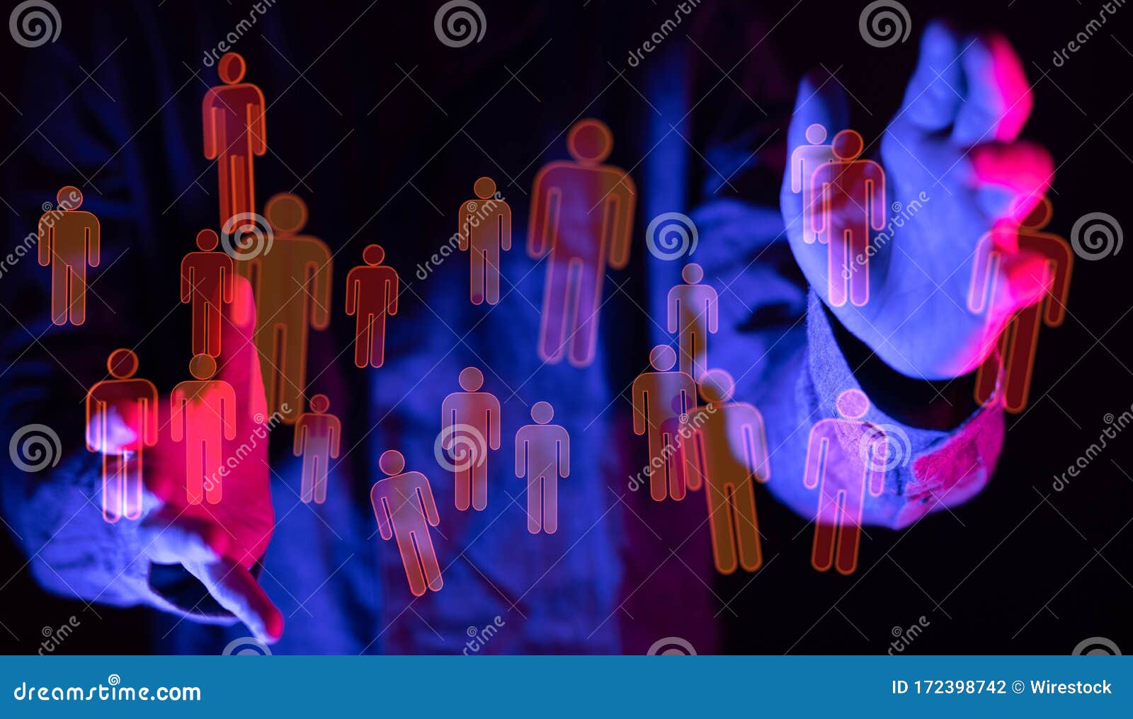Virtual Projection of a Group of People - Social Media Connection ...
