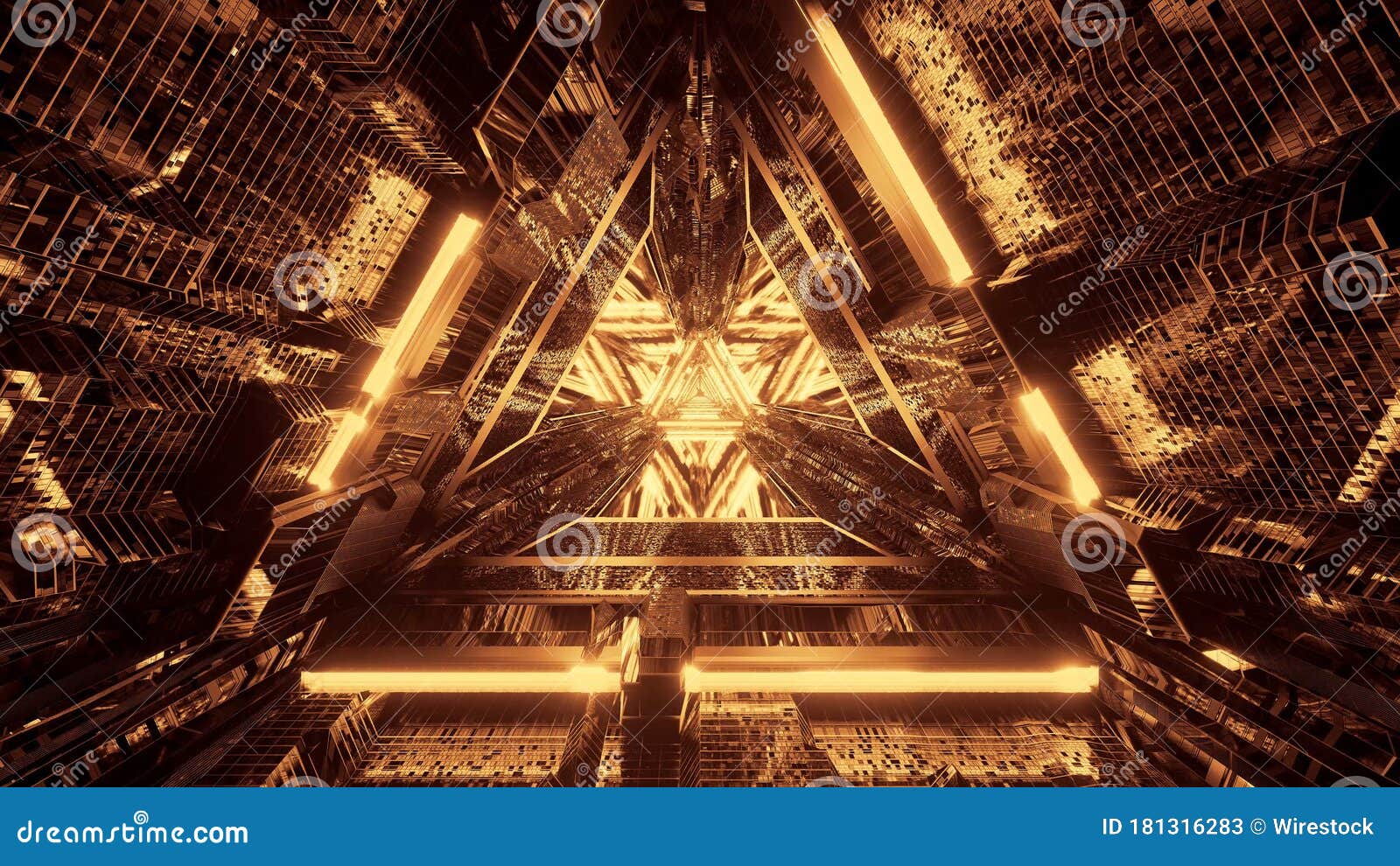 Several Lights Forming Triangular Patterns and Flowing Forward Behind a ...