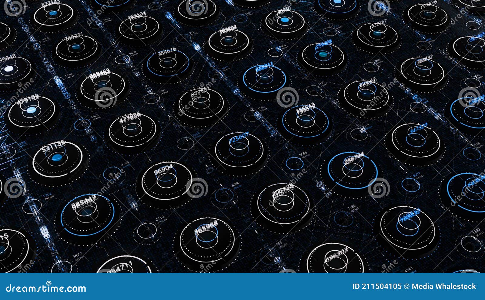 Virtual Random Number Generator. Animation. Virtual Field with Neon ...