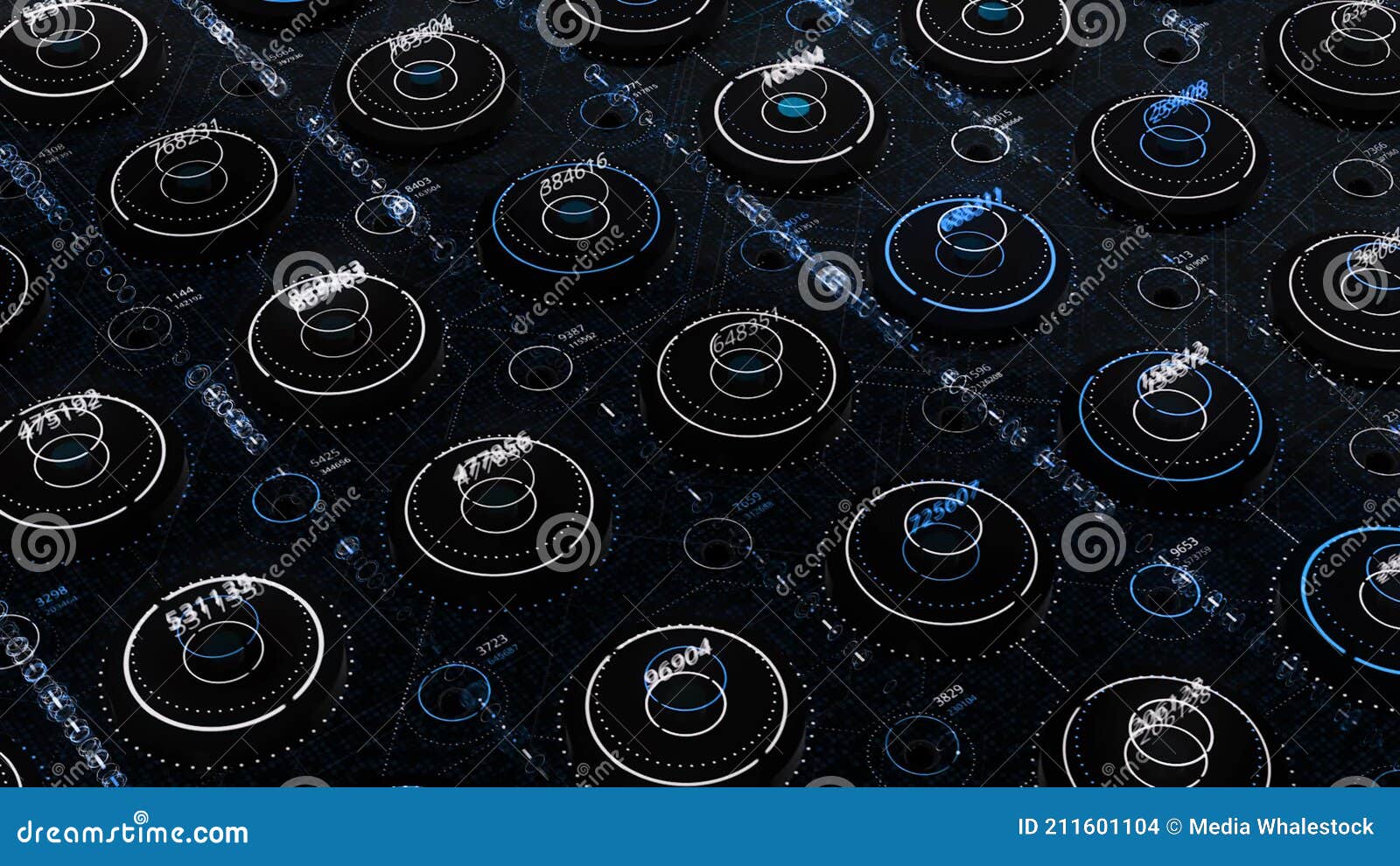 Virtual Random Number Generator. Animation. Virtual Field with Neon ...