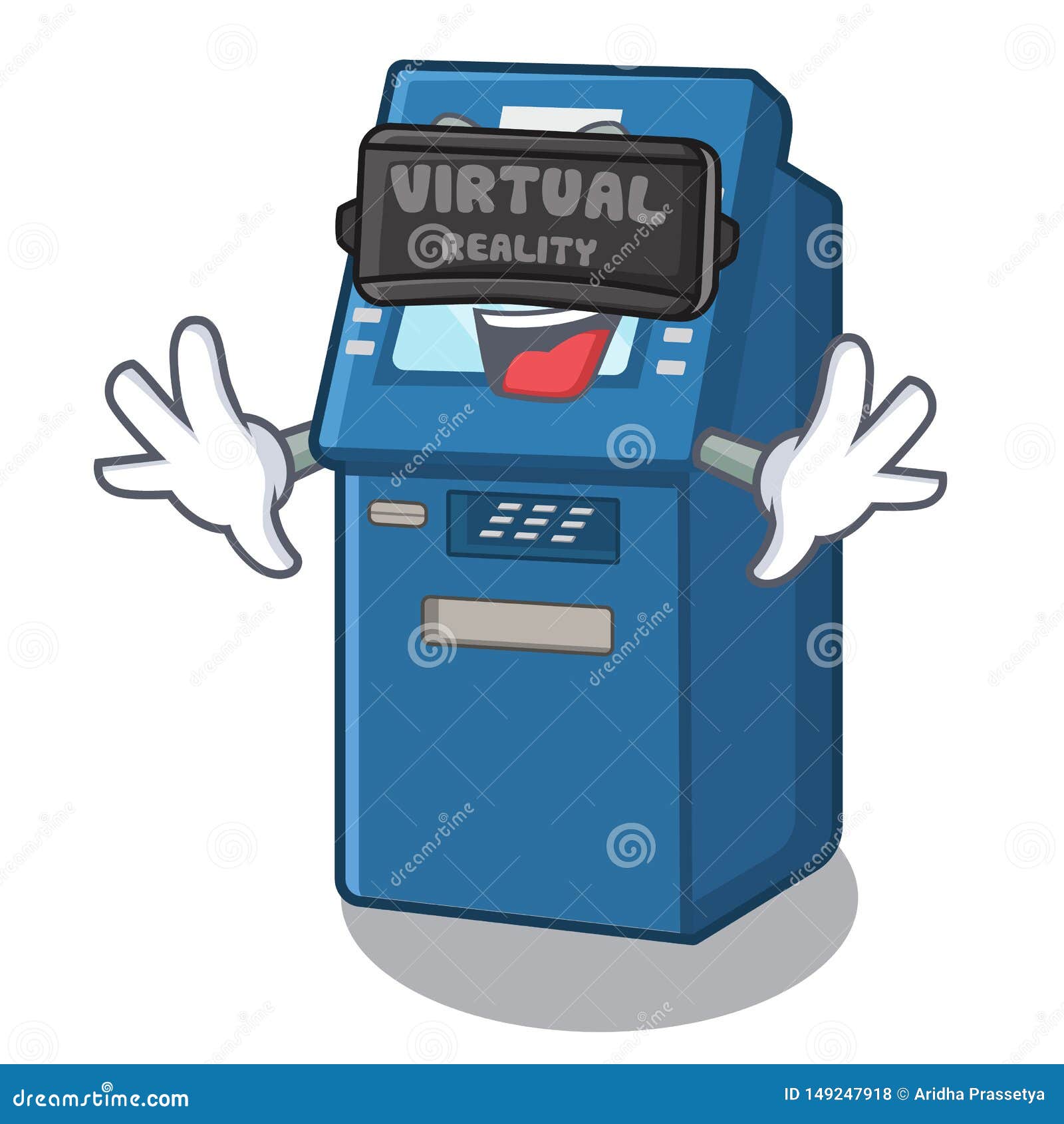 Virtual Reality Atm Machine Next To Character Table Stock Vector ...
