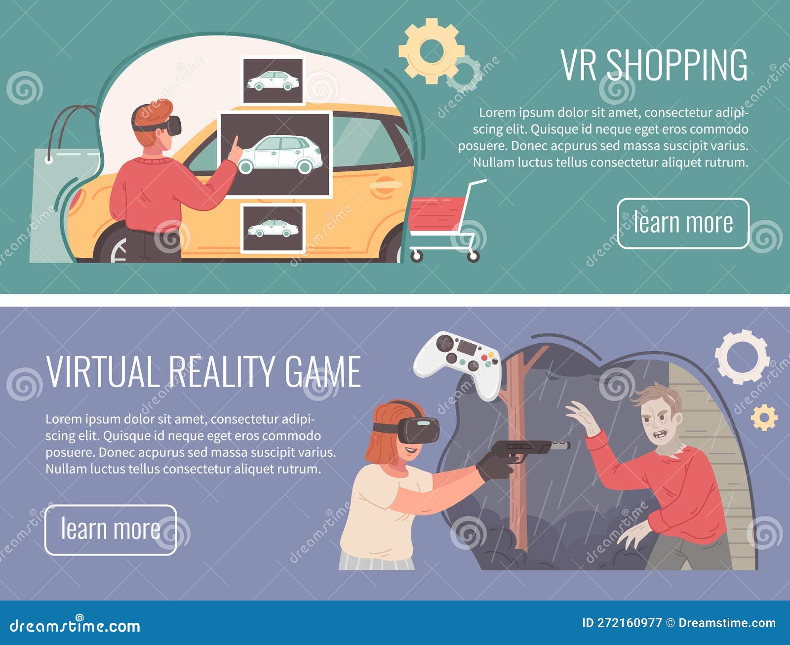 Virtual Reality Banner Set stock illustration. Illustration of virtual ...