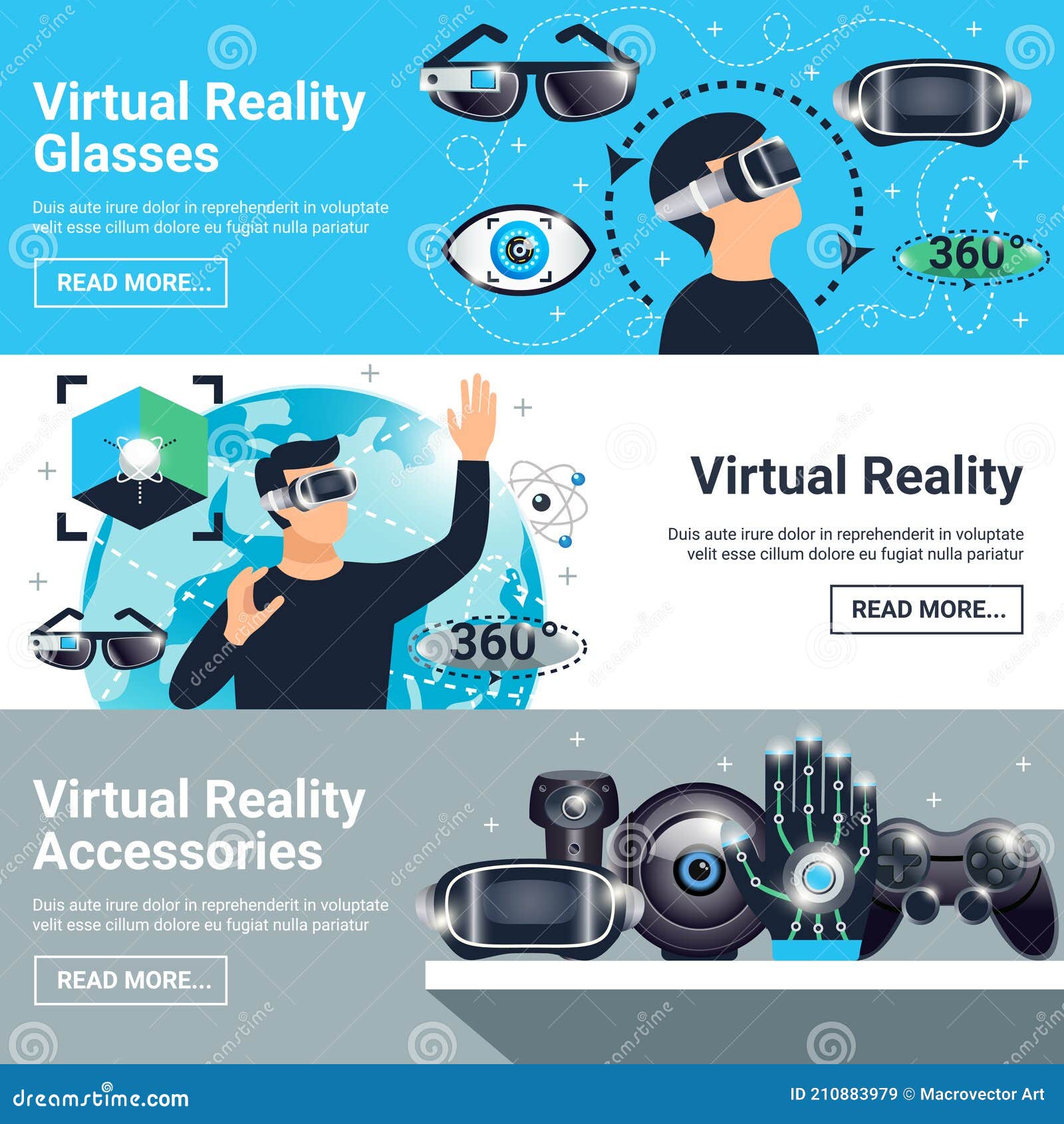 Virtual Reality Banner Set stock vector. Illustration of layout - 210883979