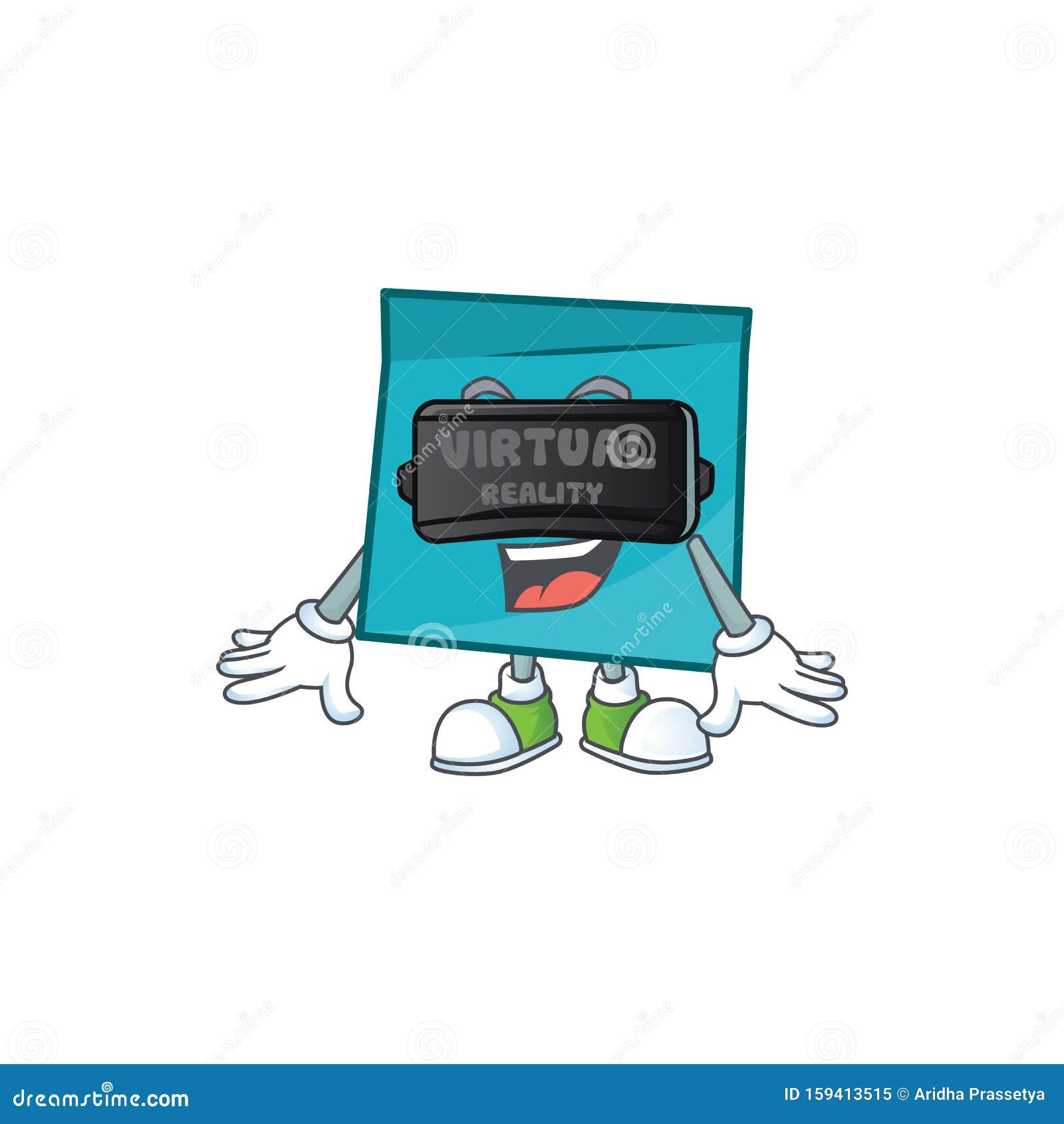 Virtual Reality Blue Rectangle Sticker Paper on White Background. Stock ...