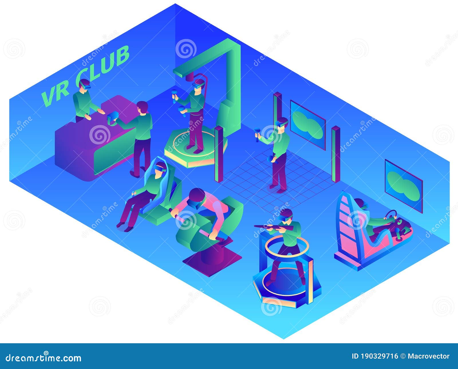 Virtual Reality Cafe Composition Stock Illustration - Illustration of ...