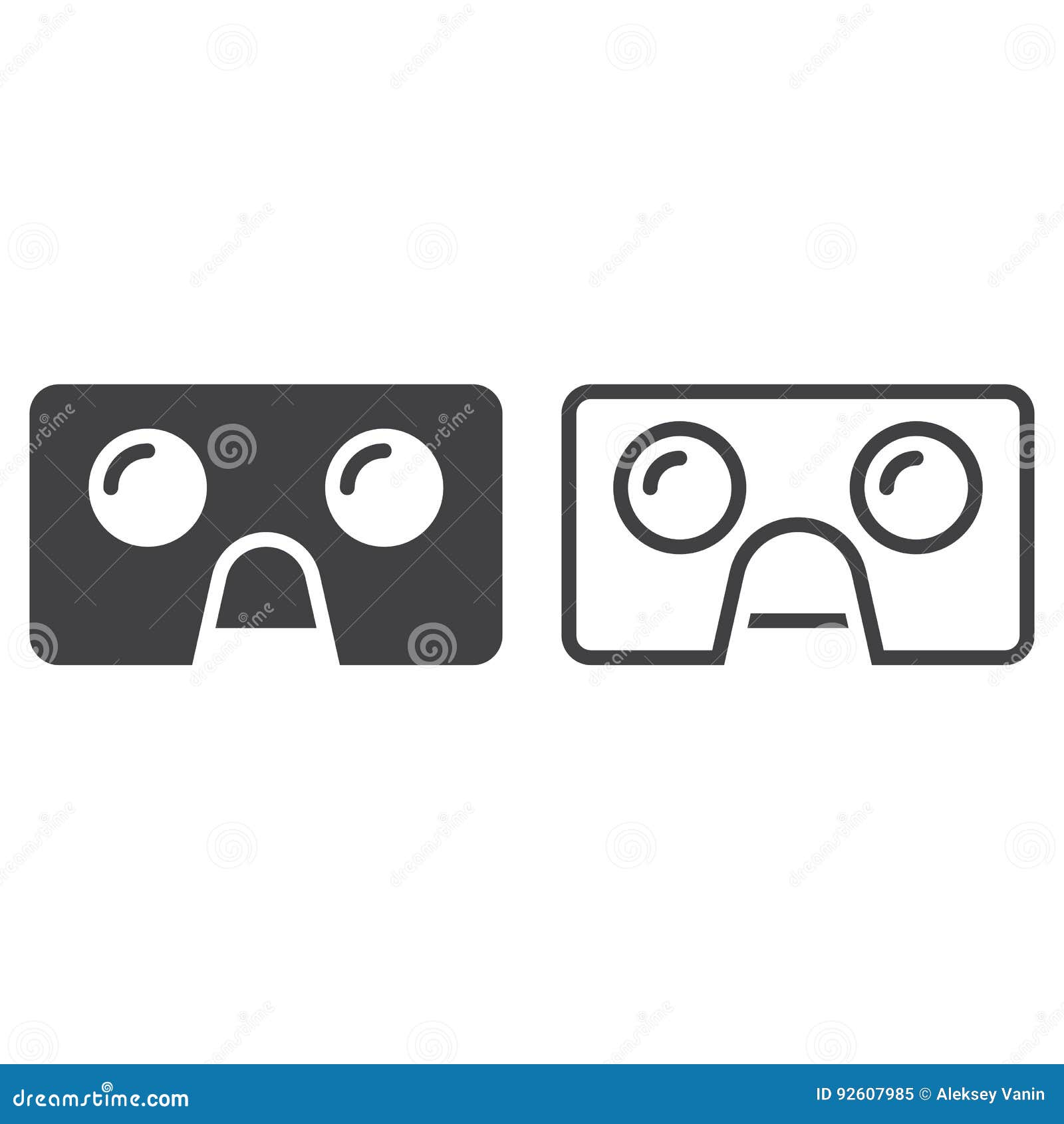 Virtual Reality Cardboard Glasses Line Icon, Vr Headset Outline Stock ...