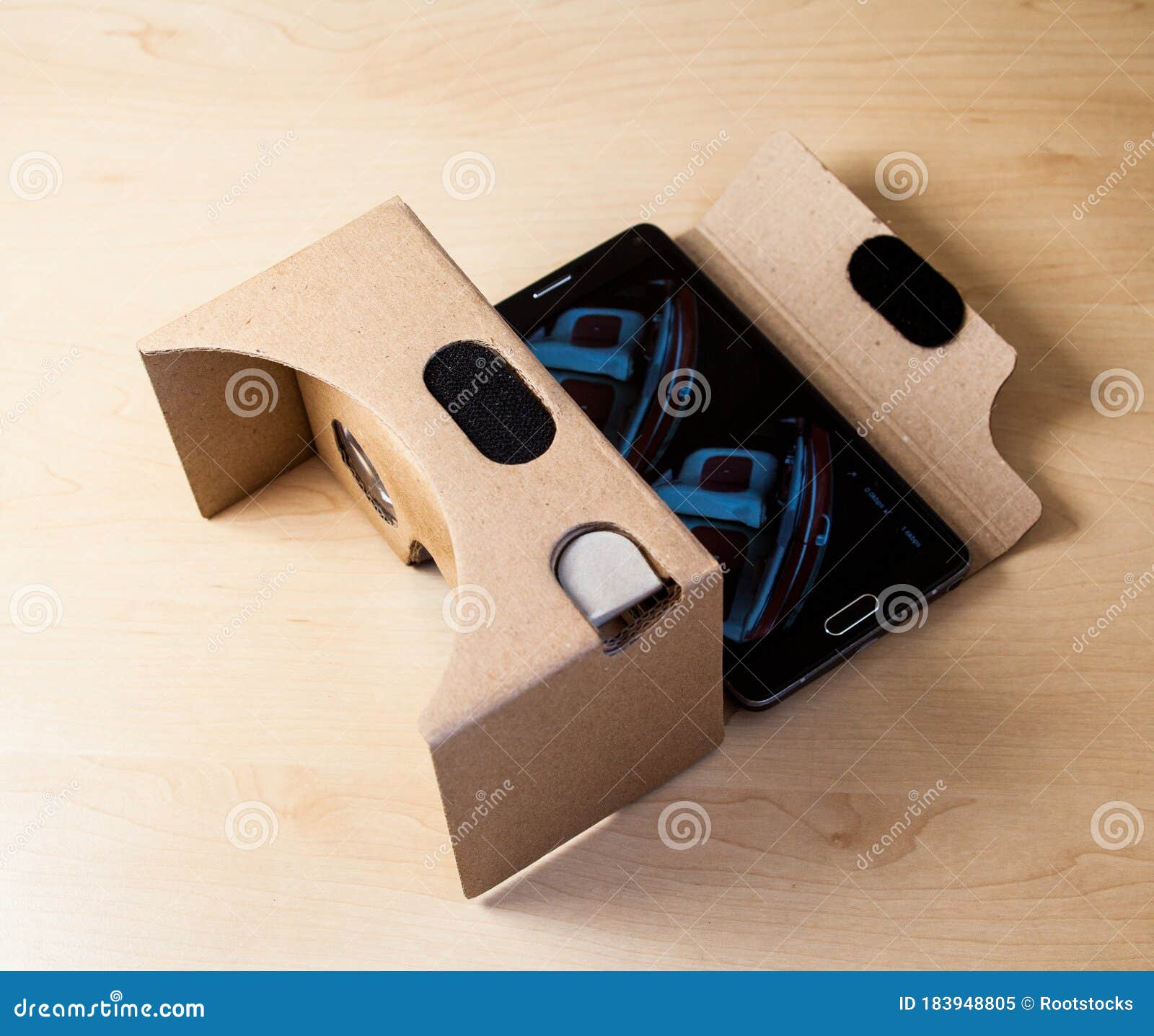Virtual reality cardboard stock image. Image of computer - 183948805