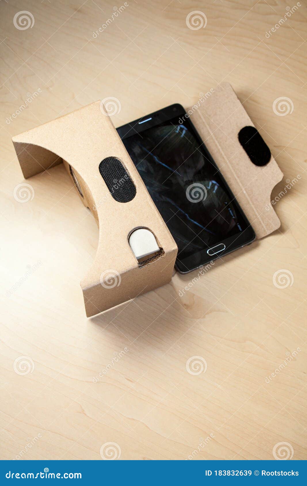 Virtual reality cardboard stock image. Image of electronics - 183832639
