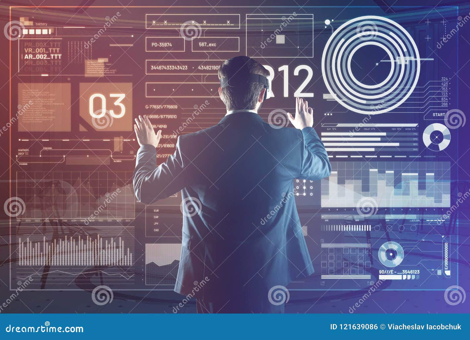 Smart Programmer Using Virtual Reality and Working with Programs Stock ... Smart Programmer Using Virtual Reality and Working with Programs Stock ...
