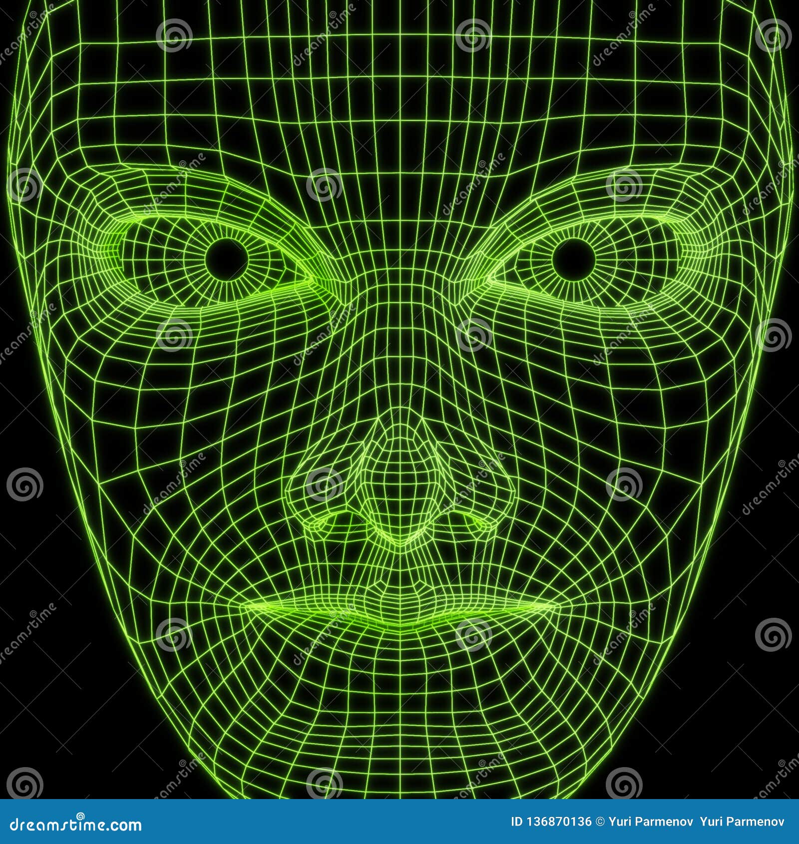 Virtual Reality Concept. Artificial Intelligence. the Human Face of ...