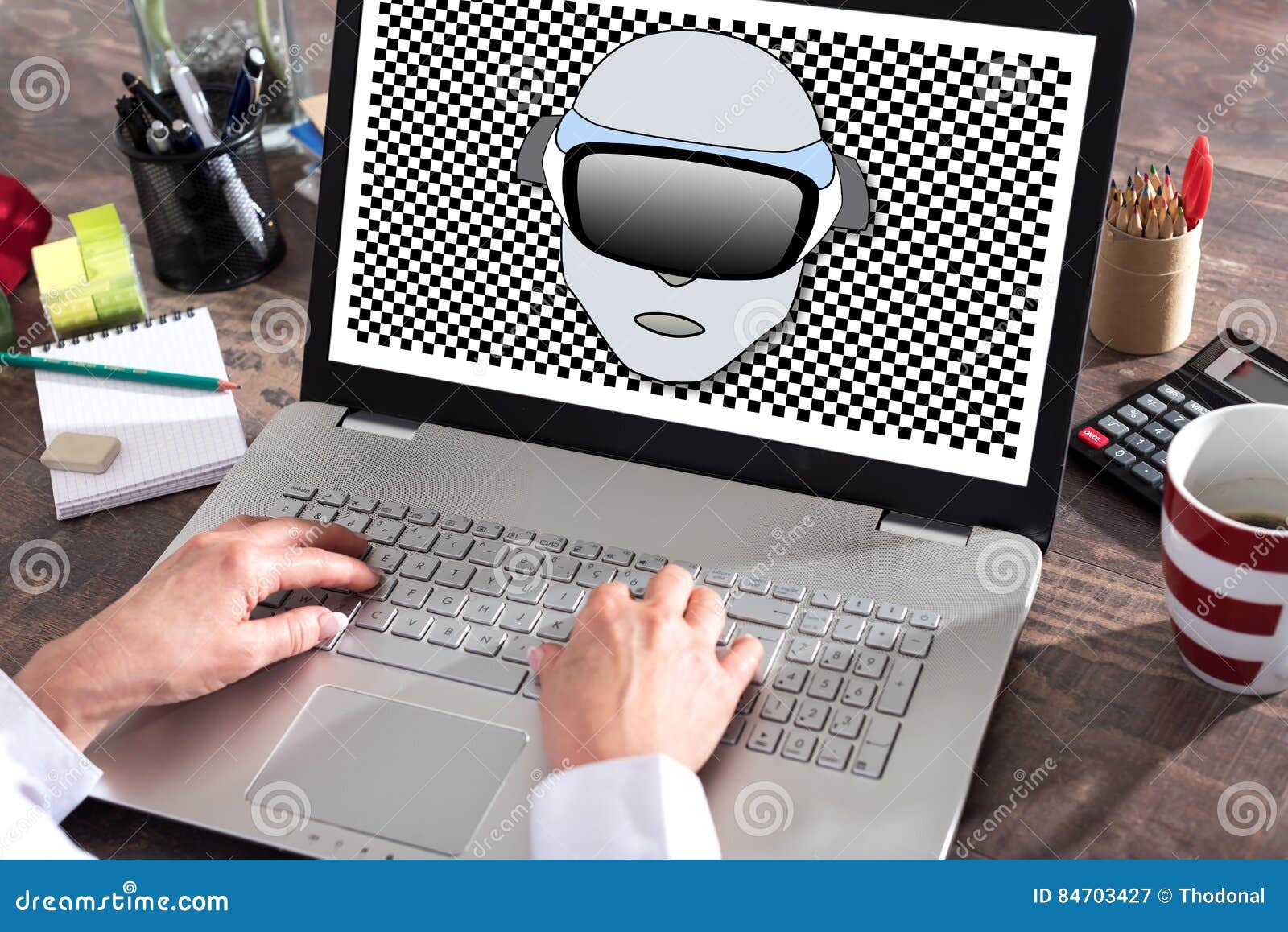 Virtual Reality Concept on a Laptop Screen Stock Image - Image of video ...