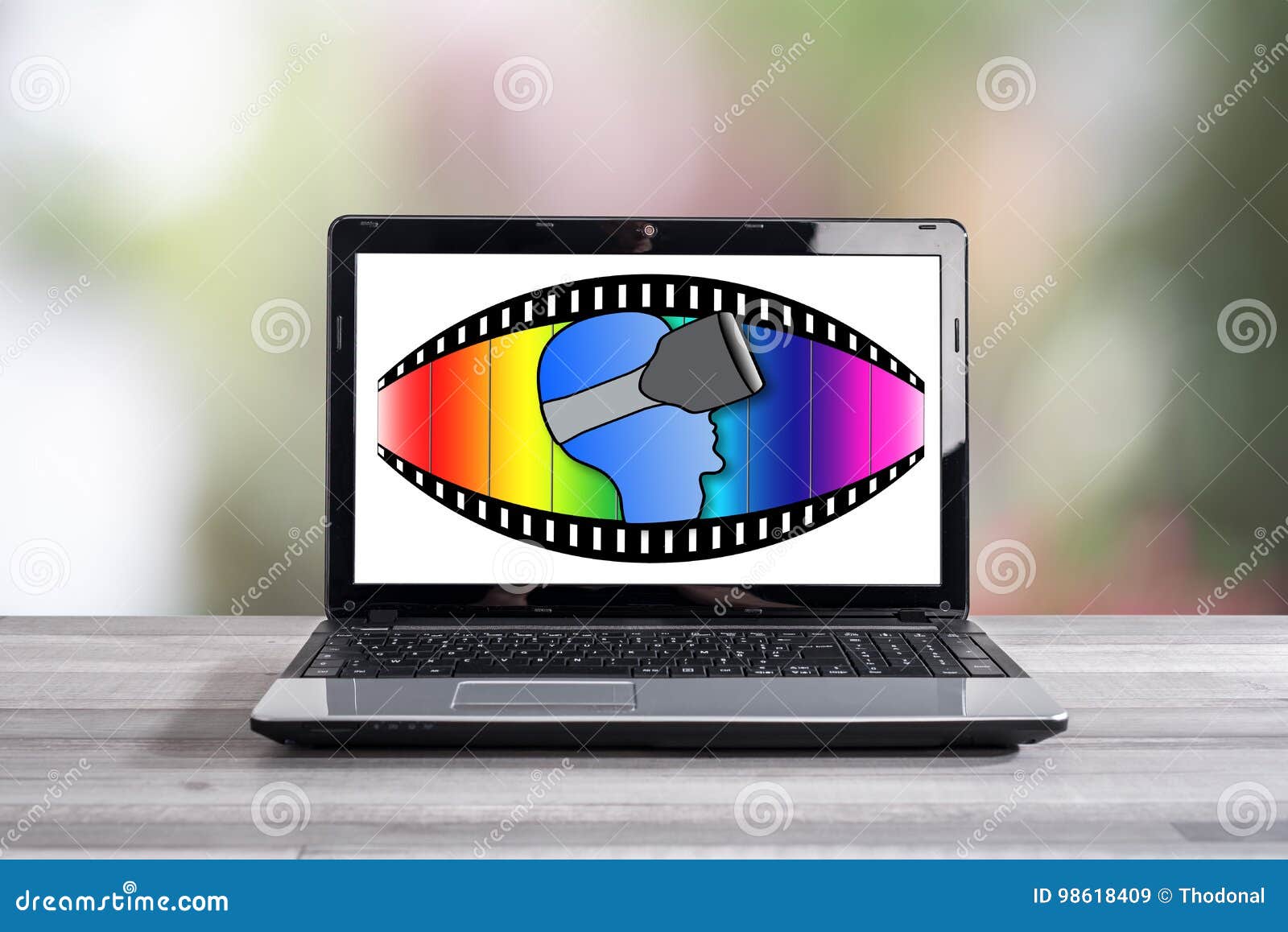 Virtual Reality Concept on a Laptop Screen Stock Image - Image of ...