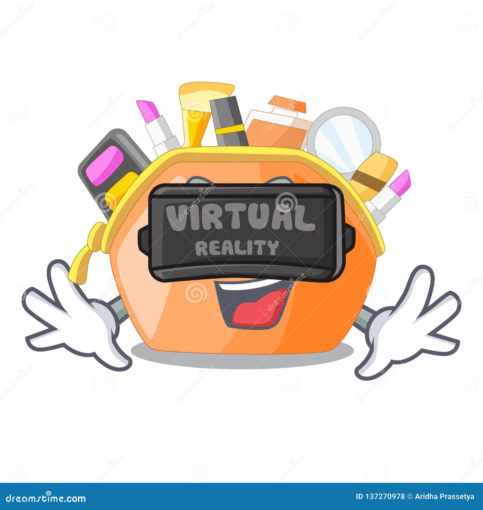 Virtual Reality Cosmetic Bag Above Mascot Dressing Table Stock Vector ...