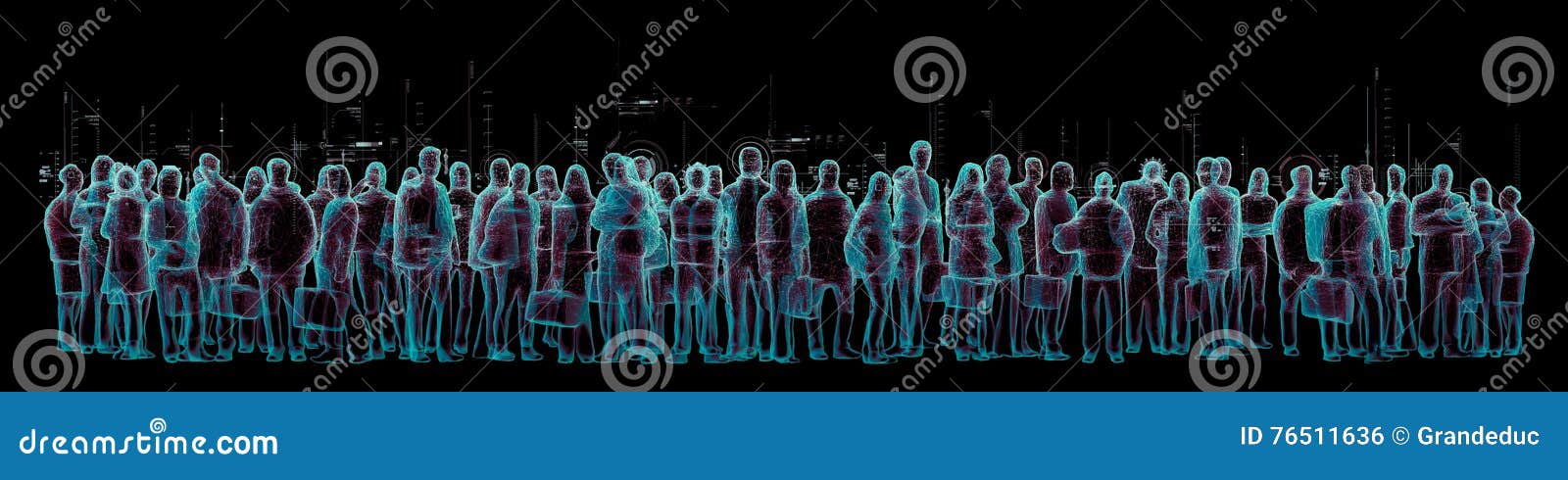 Virtual Reality Crowd Panorama Stock Illustration - Illustration of ...