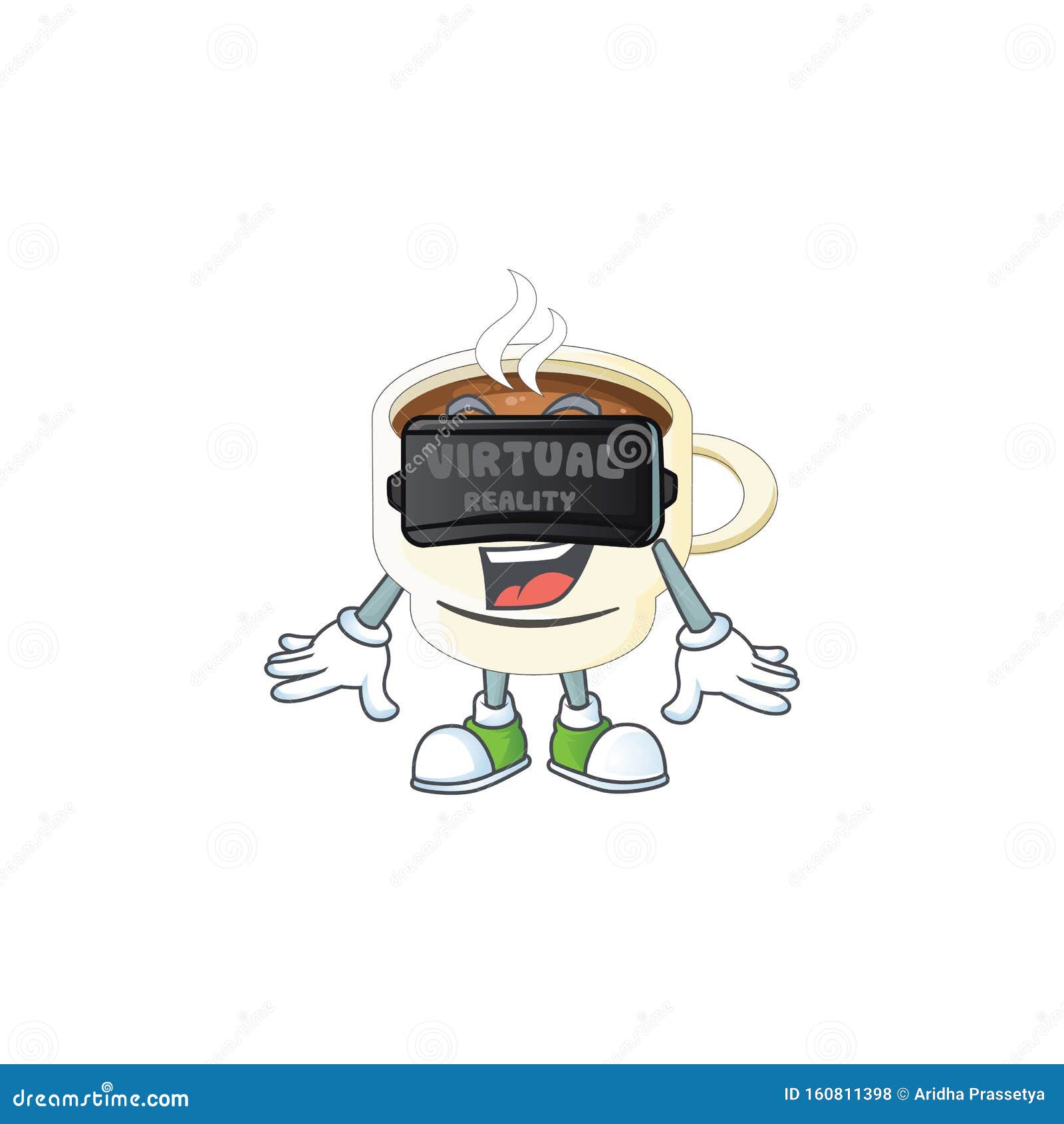 Virtual Reality Cup Coffee the Character with Mascot Stock Vector ...