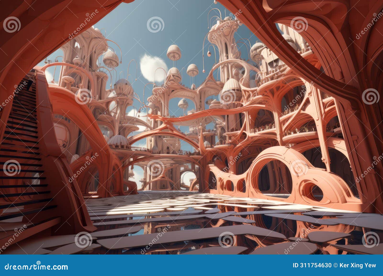 Virtual Reality 3D Surreal Environment Stock Illustration ...