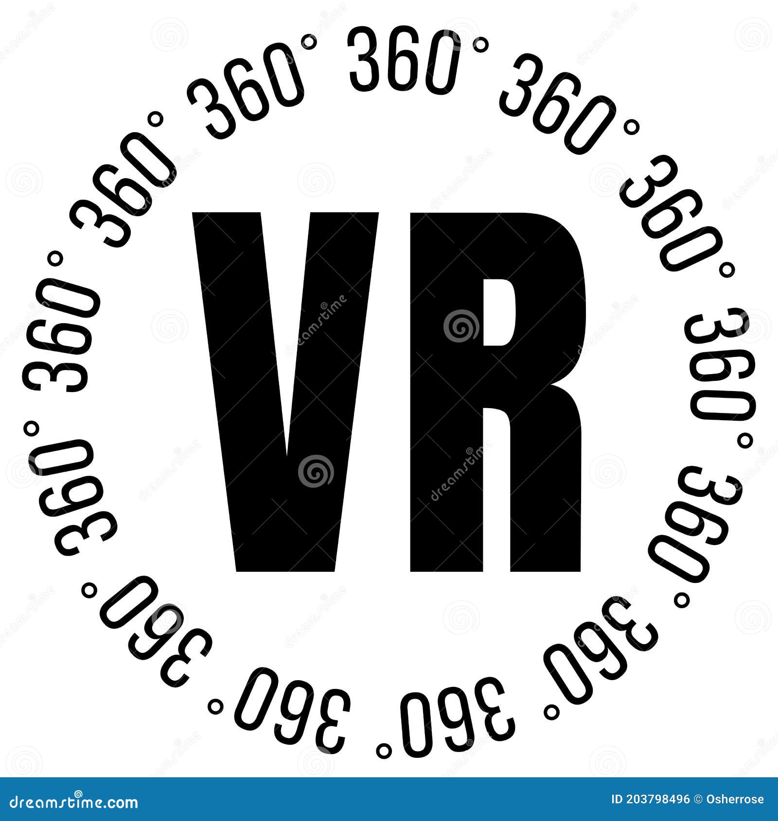 Virtual Reality 360 Degrees VR Round Icon 360 Text Illustration Vector ...