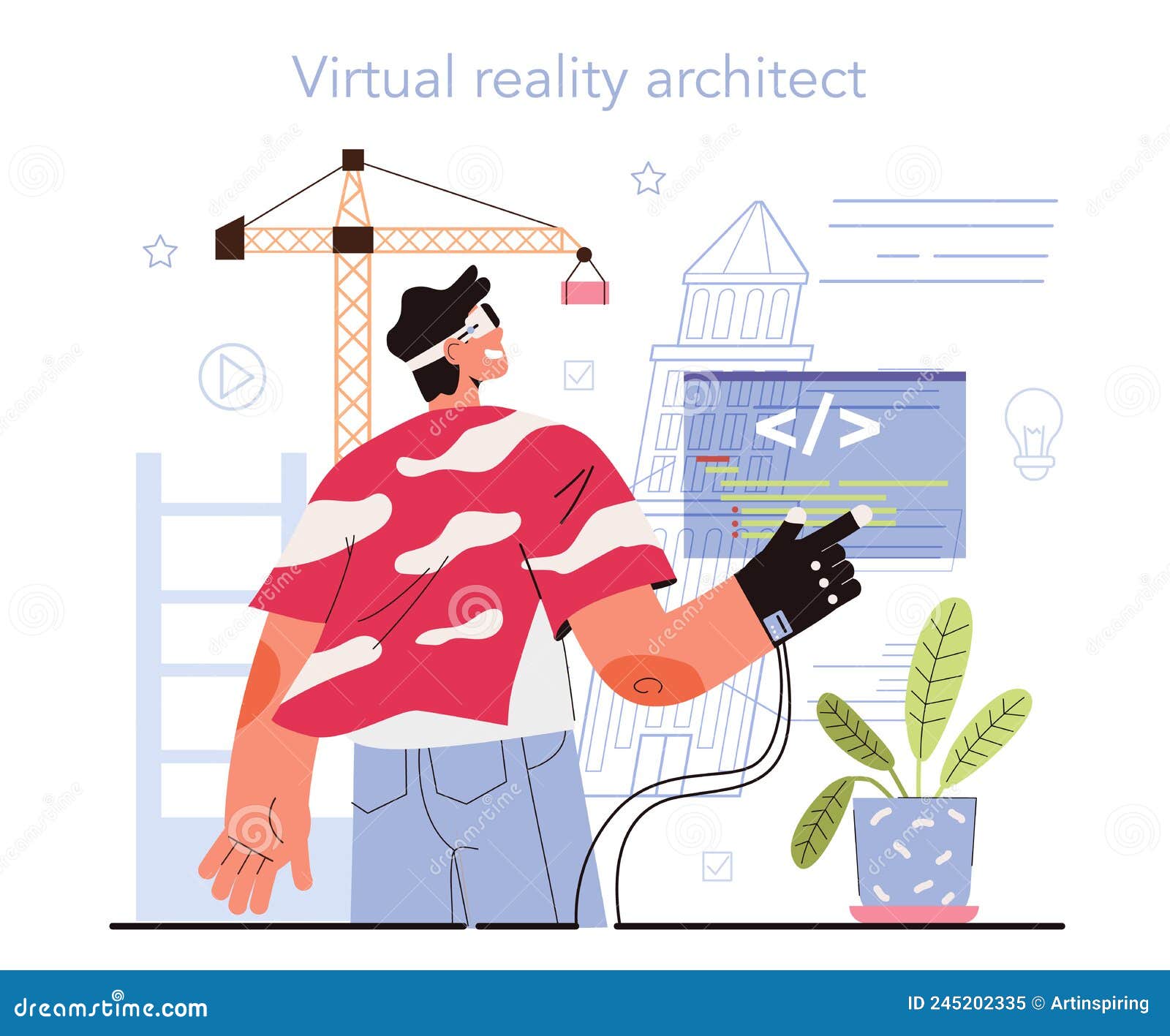 Virtual Reality Designer Concept. Futuristic Digital Innovation Stock ...
