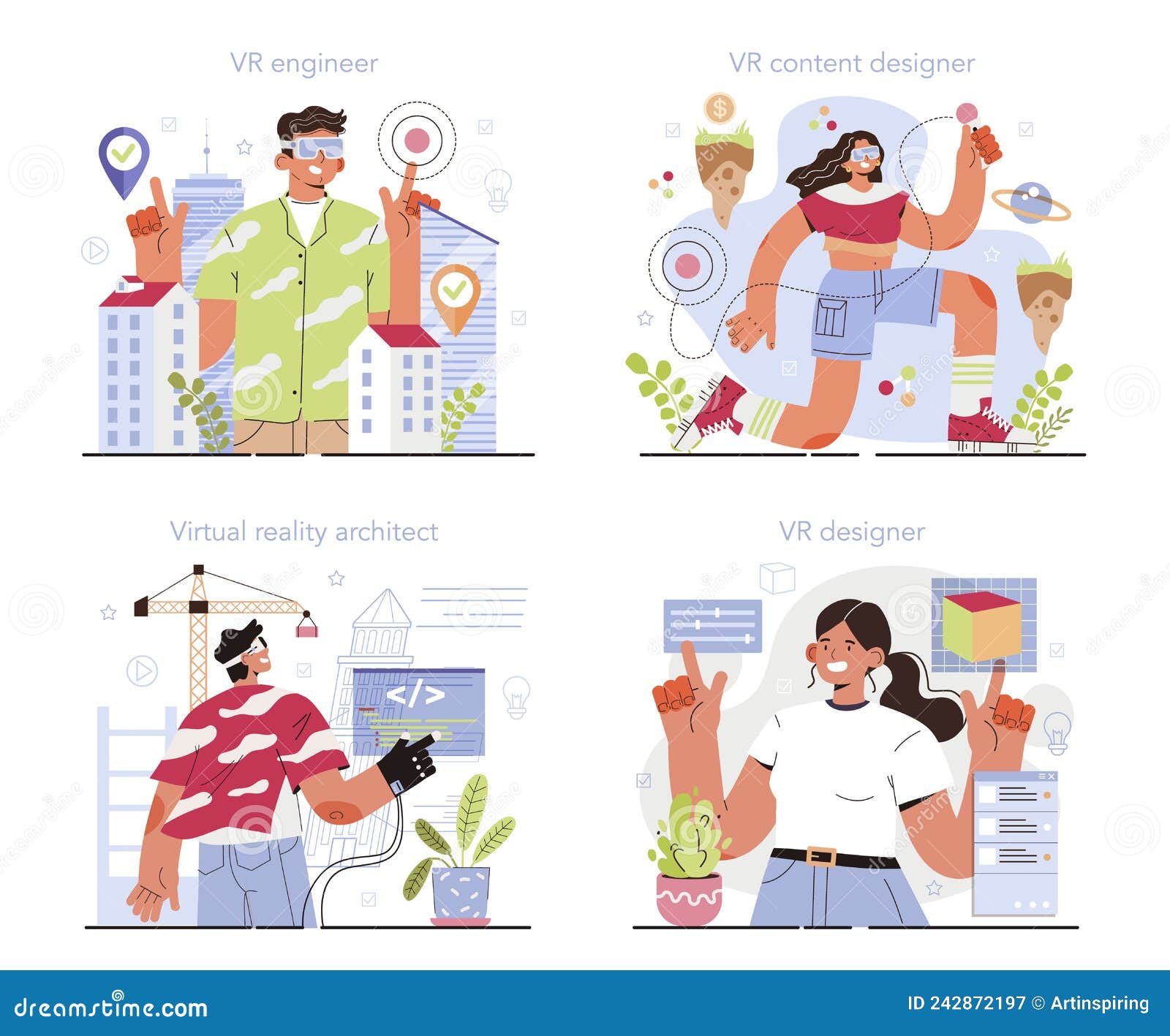 Virtual Reality Designer Concept Set. Futuristic Digital Innovation ...