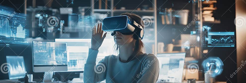 Virtual Reality Designer Engaged in Creative Work within a Modern ...