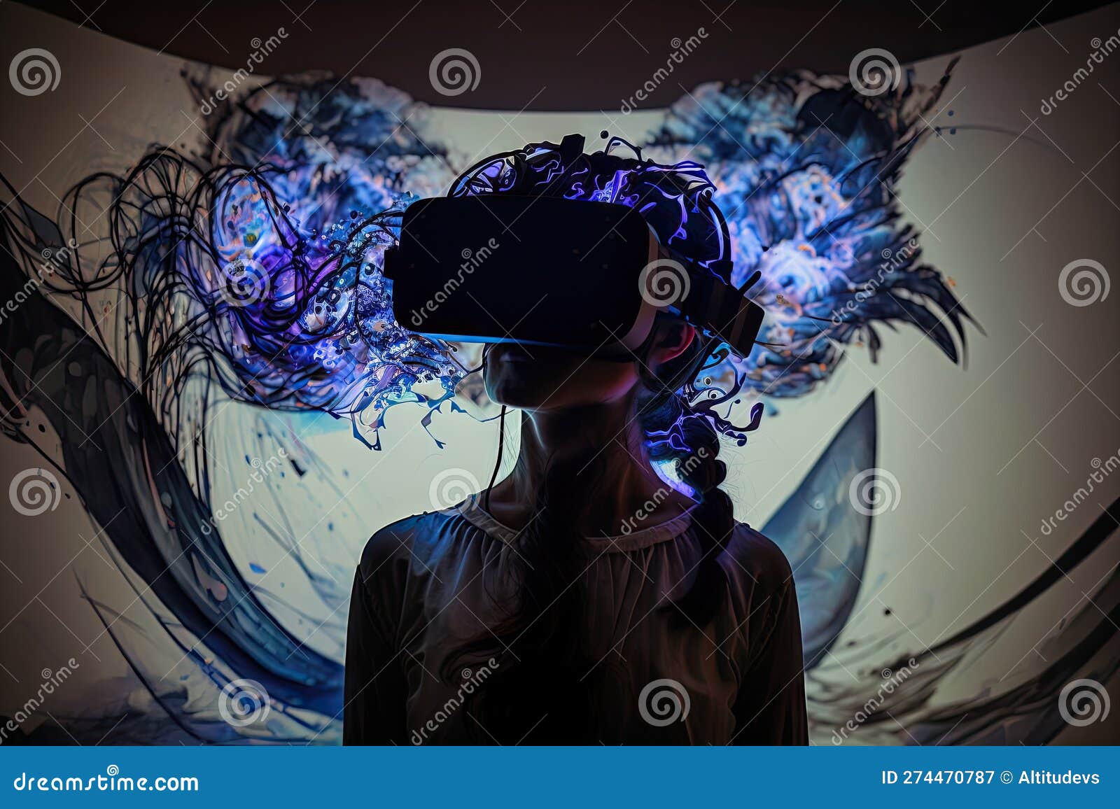 Virtual Reality Digital Installation with Vr Headset Double Exposure ...