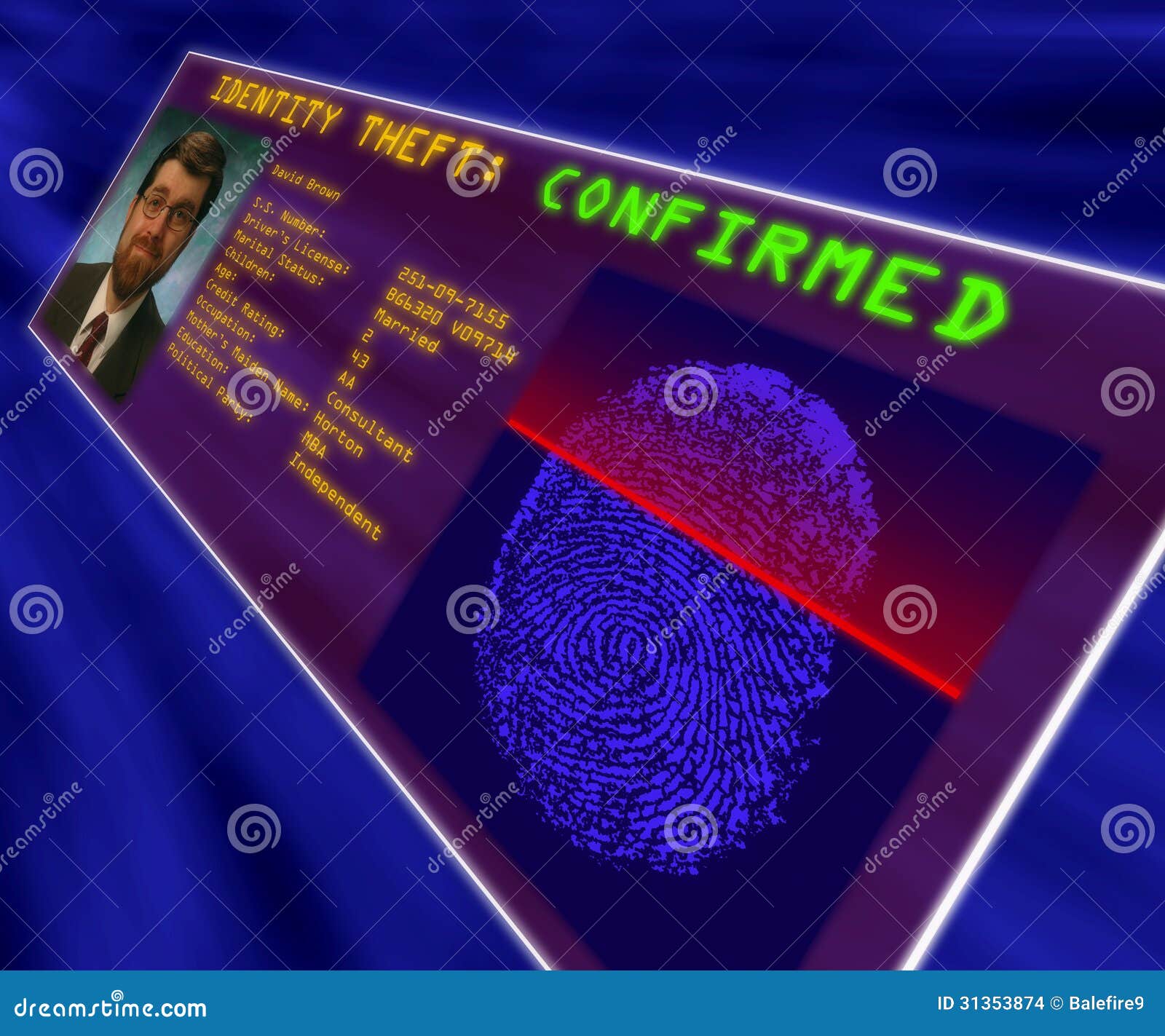 A Virtual Reality Display Confirming Identity Theft Stock Photo - Image ...