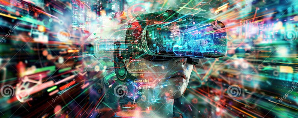 Virtual Reality Dreamscape, Abstract Layers of Digital , Generative Ai ...