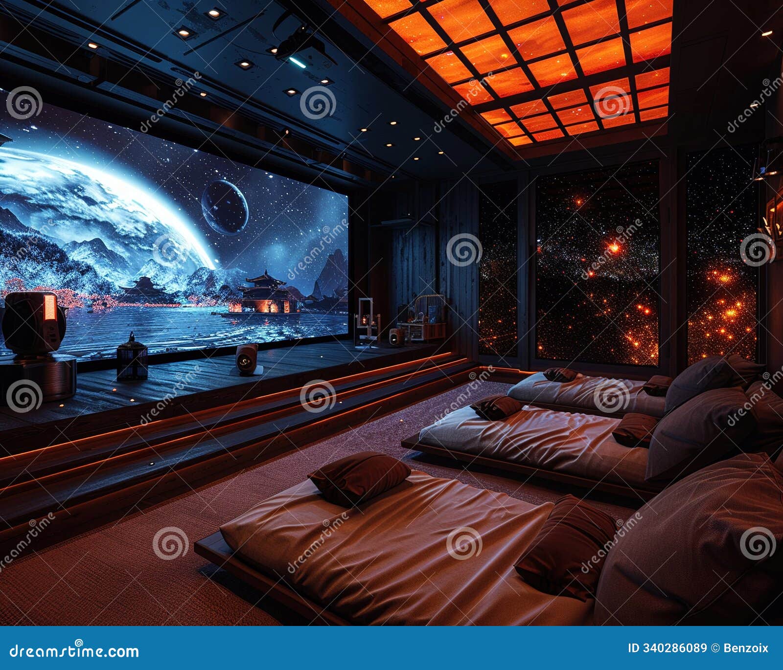 A Virtual Reality Experience of a Home Theater Setup. Stock Image ...