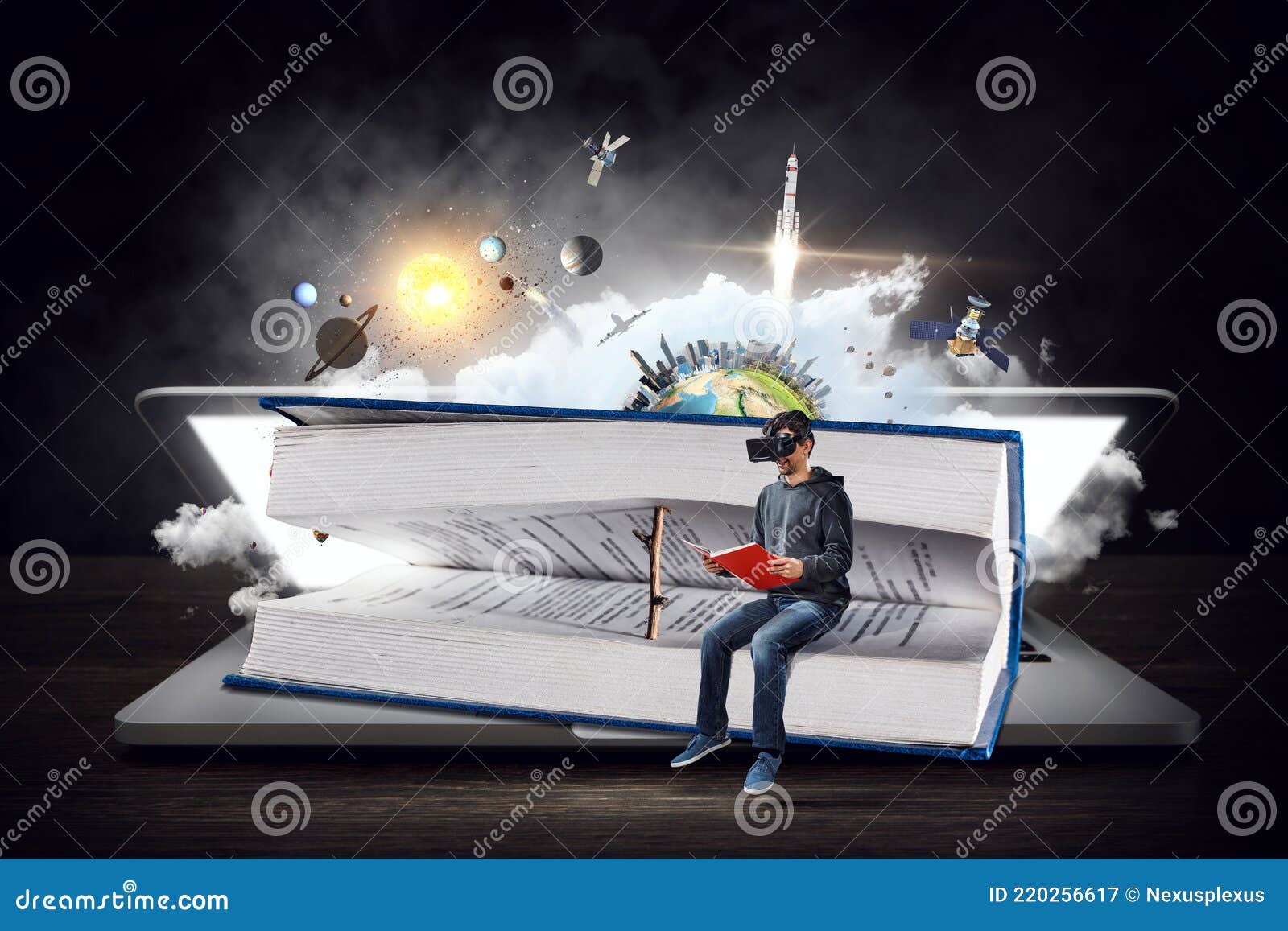 Virtual Reality Experience, Young Man in VR Glasses Stock Image - Image ...