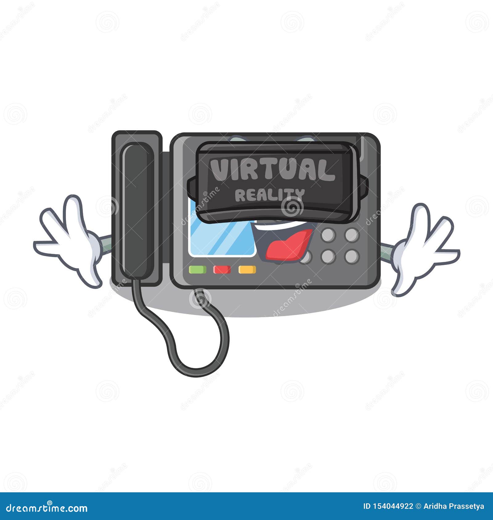 Virtual Reality Fax Machine Above the Cartoon Table Stock Vector ...