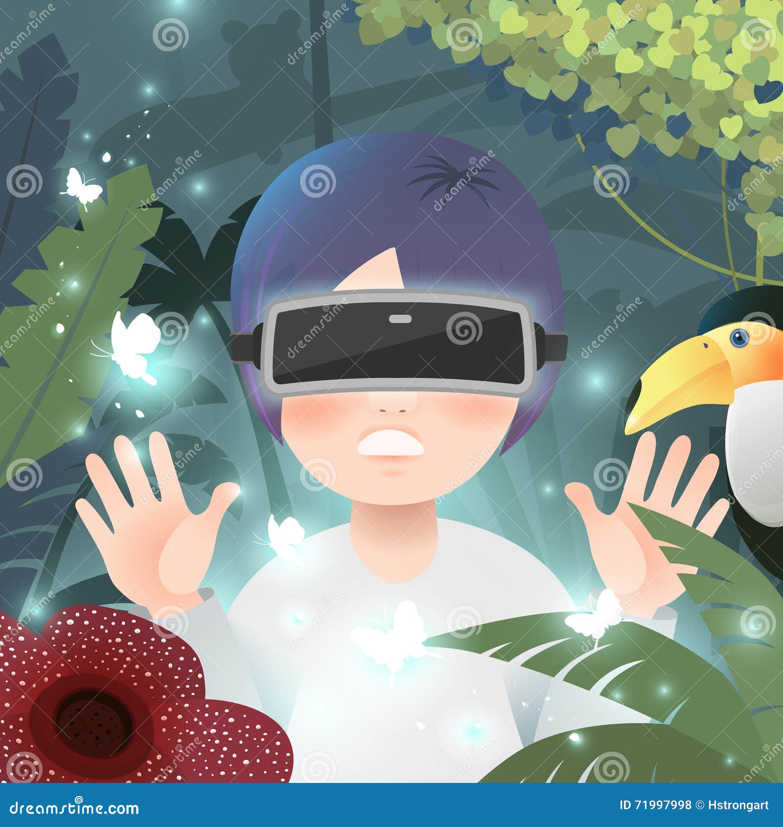 Virtual Reality Flat Design Stock Illustration - Illustration of ...