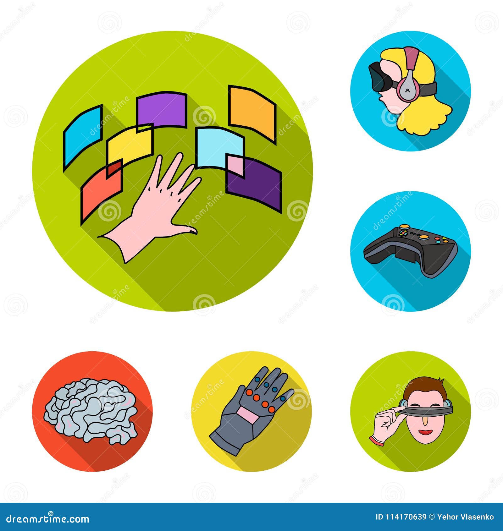 A Virtual Reality Flat Icons in Set Collection for Design. Modern ...