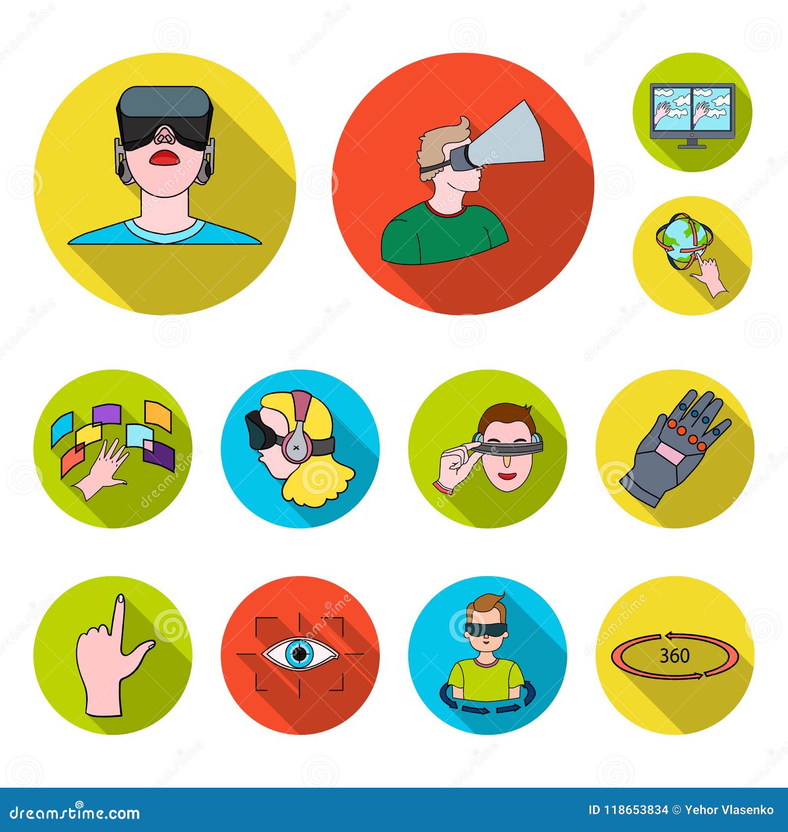 A Virtual Reality Flat Icons in Set Collection for Design. Modern ...