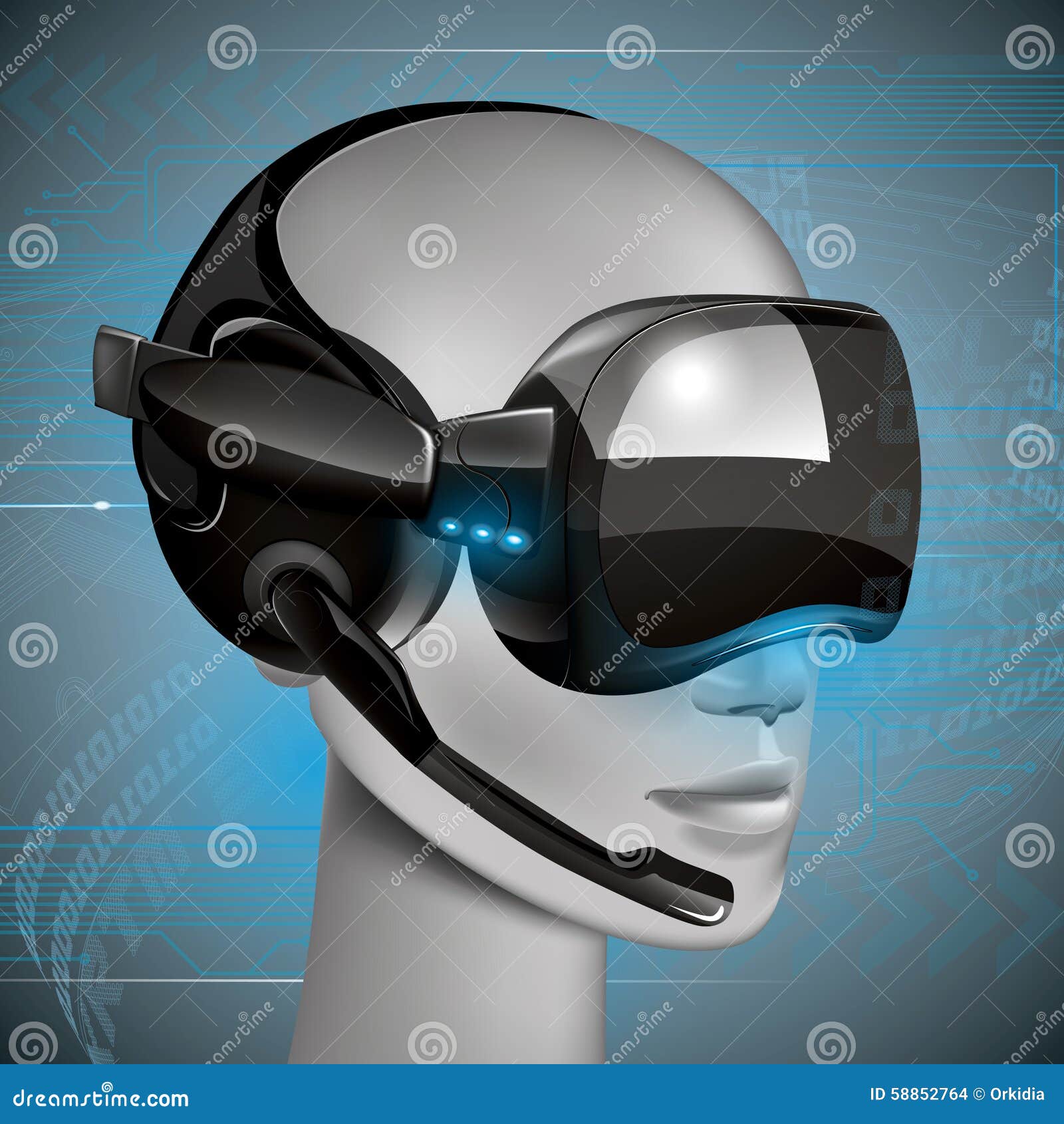 Virtual reality stock vector. Illustration of face, head - 58852764