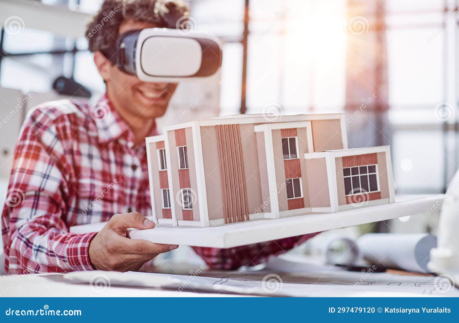 Virtual Reality Futuristic Design Technology. Architect or Design ...