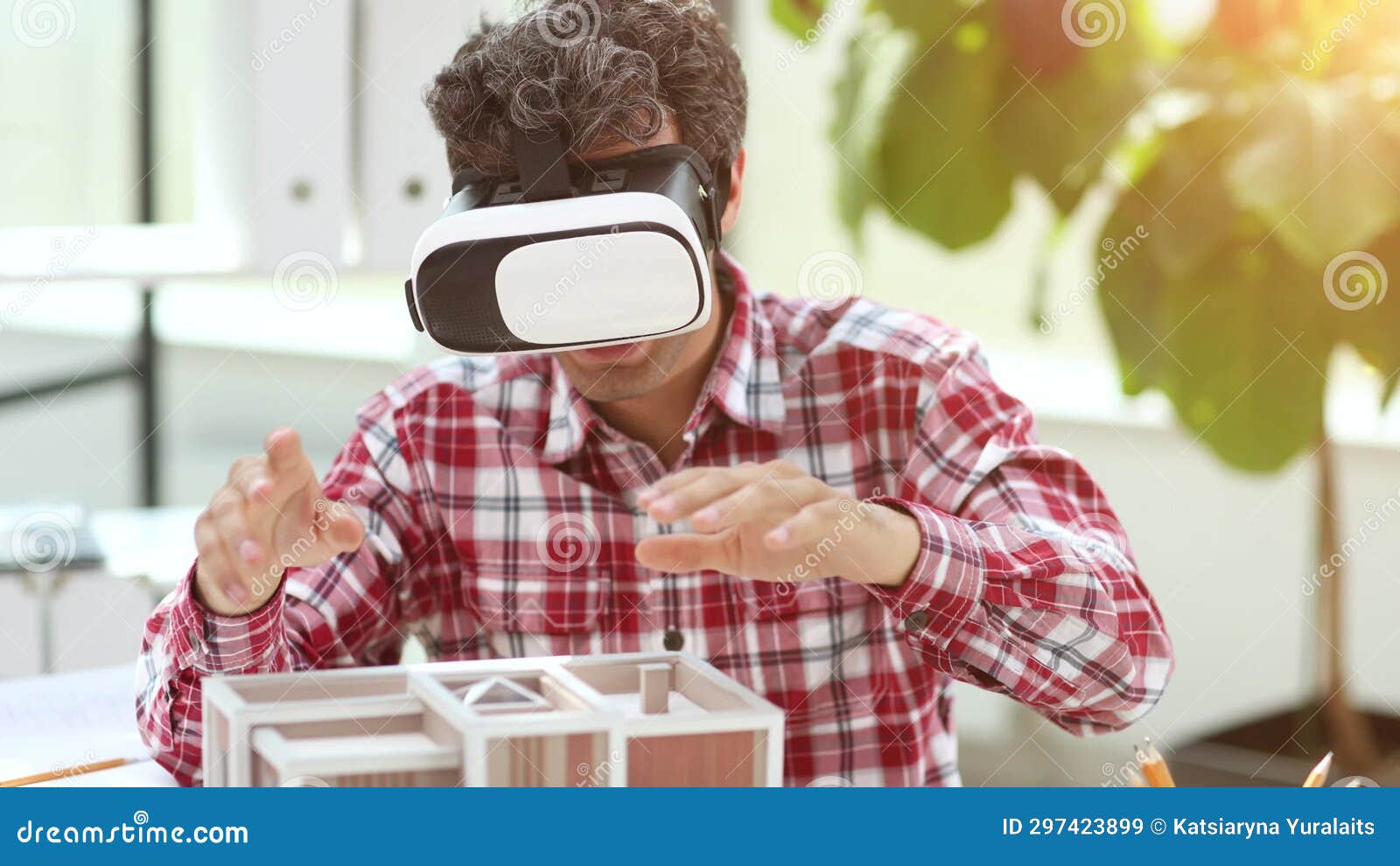 Virtual Reality Futuristic Design Technology. Architect or Design ...