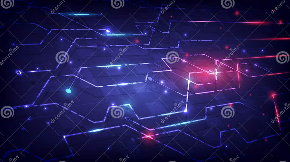 Virtual Reality Futuristic Technology and Circuit Board. Abstract Hi-tech Background. Futuristic ...