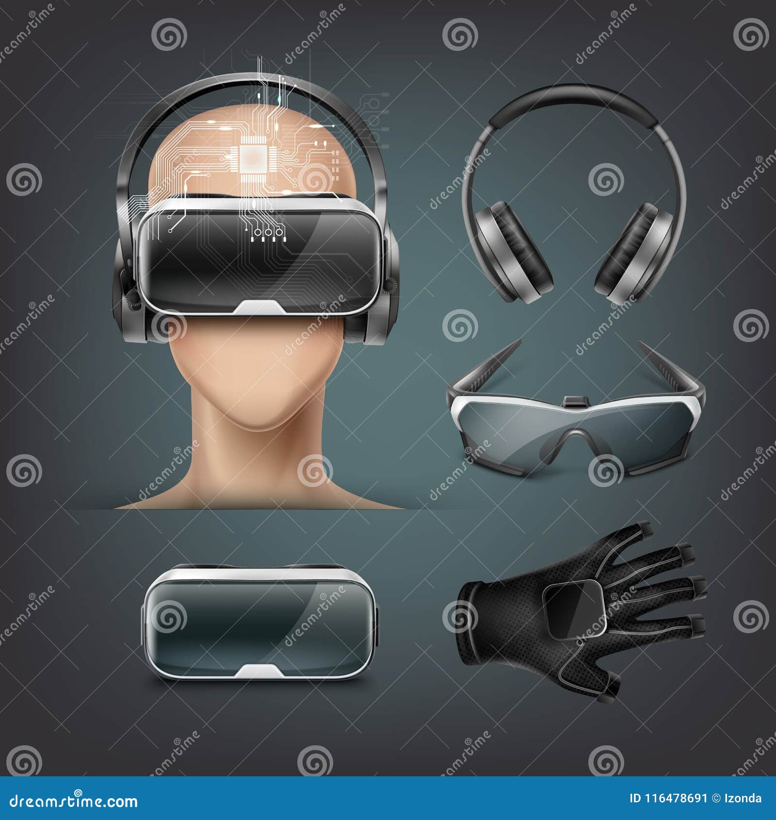 Virtual reality gadgets stock vector. Illustration of human - 116478691