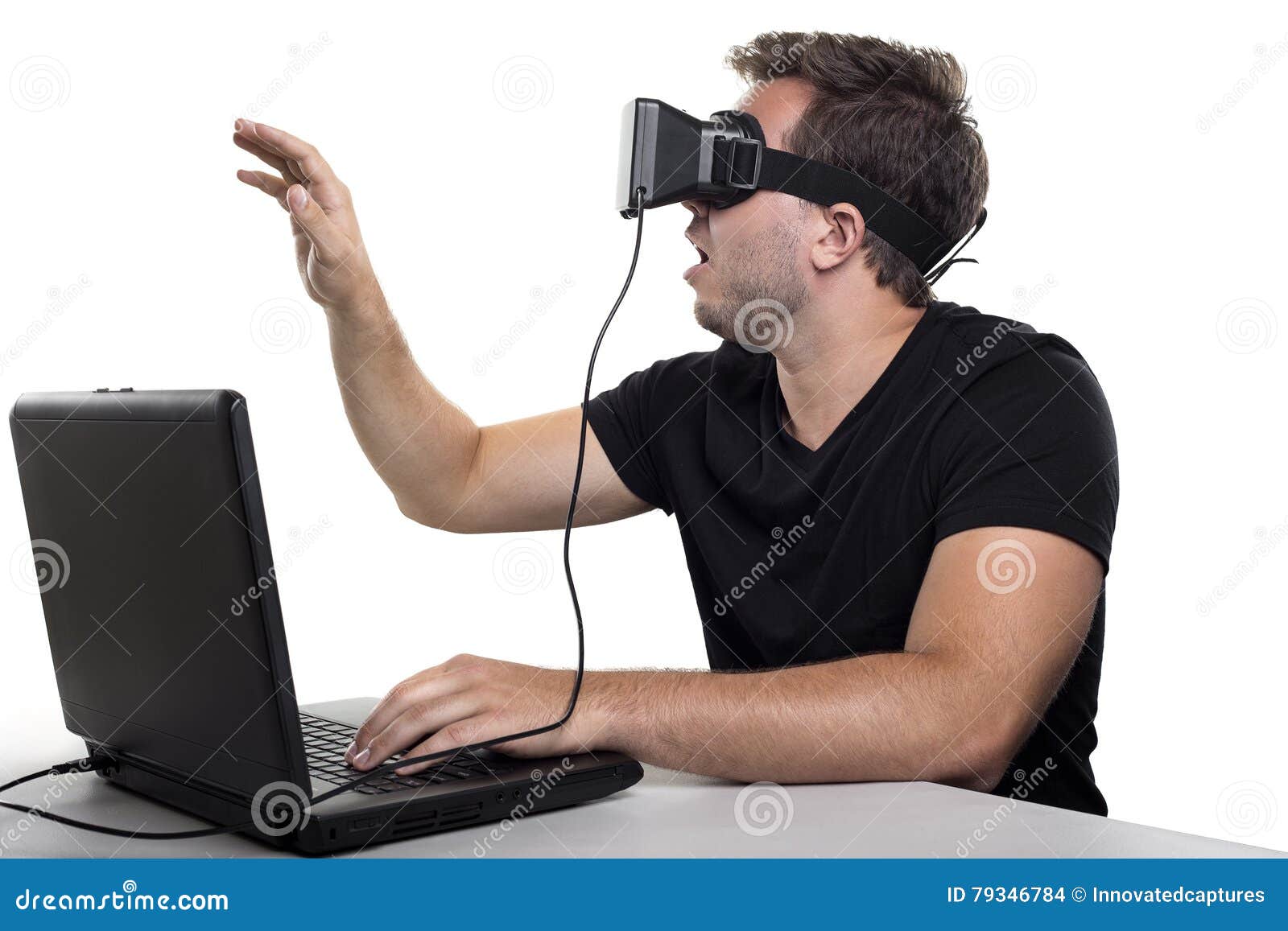 Virtual Reality Gamer stock photo. Image of looking, device - 79346784
