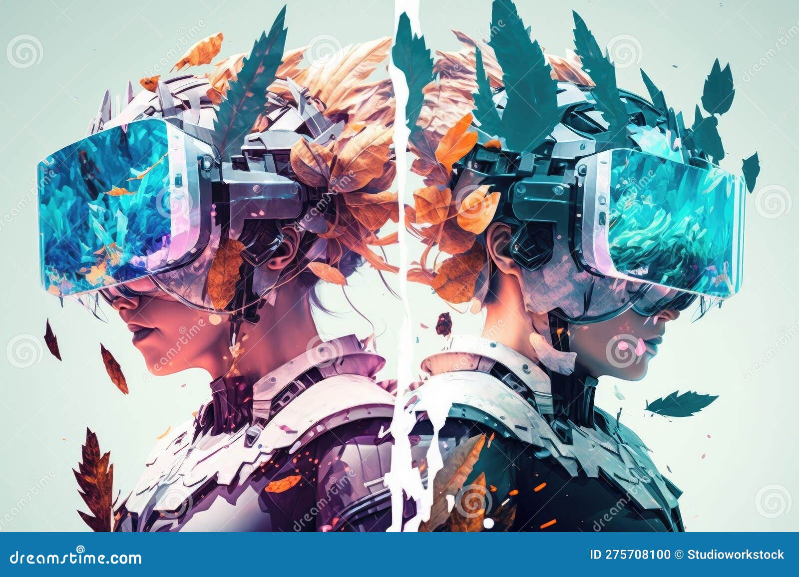 Virtual Reality Games with Vr Headset Double Exposure in Holographic ...