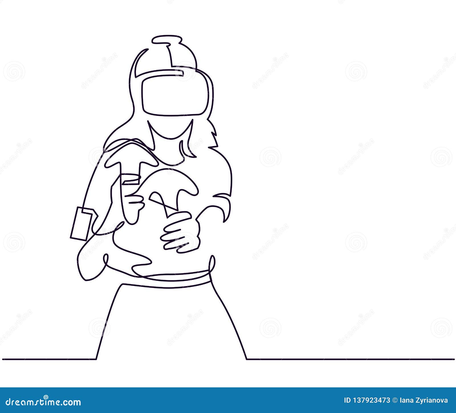 Virtual Reality Gaming Continuous One Line Vector Drawing Stock Vector ...