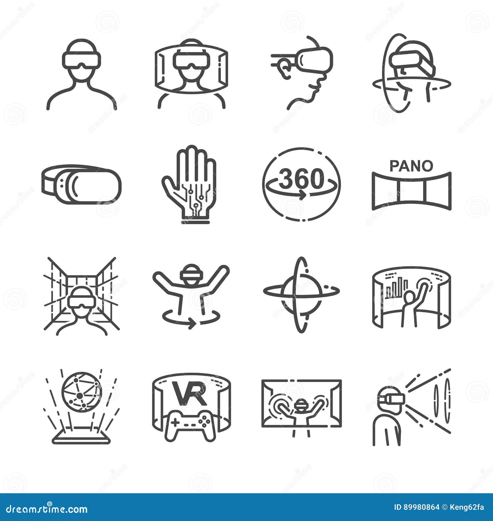 Virtual Reality Gaming Icons Stock Vector - Illustration of dimension ...