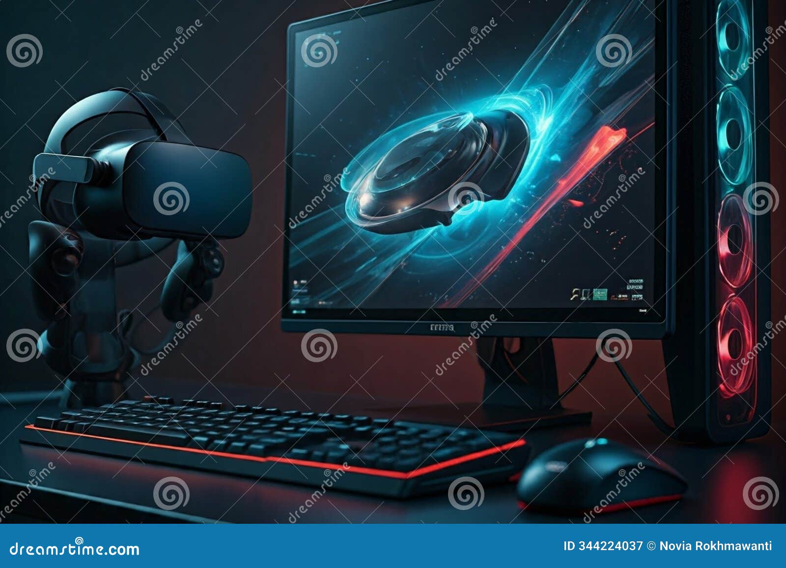Virtual Reality Gaming Setup Stock Illustration - Illustration of ...