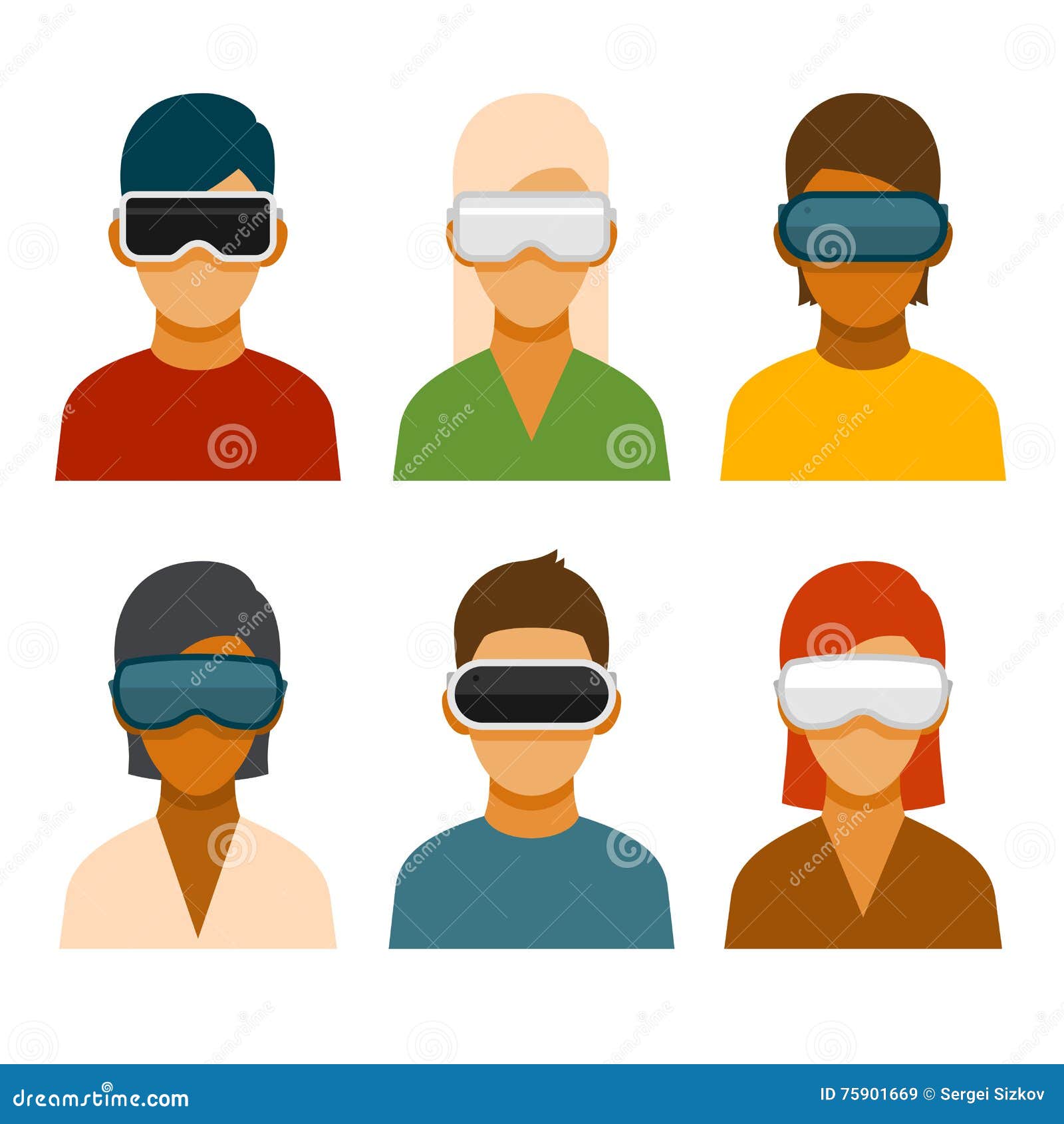 Virtual Reality Glass Avatar Set. Vector Stock Vector - Illustration of ...