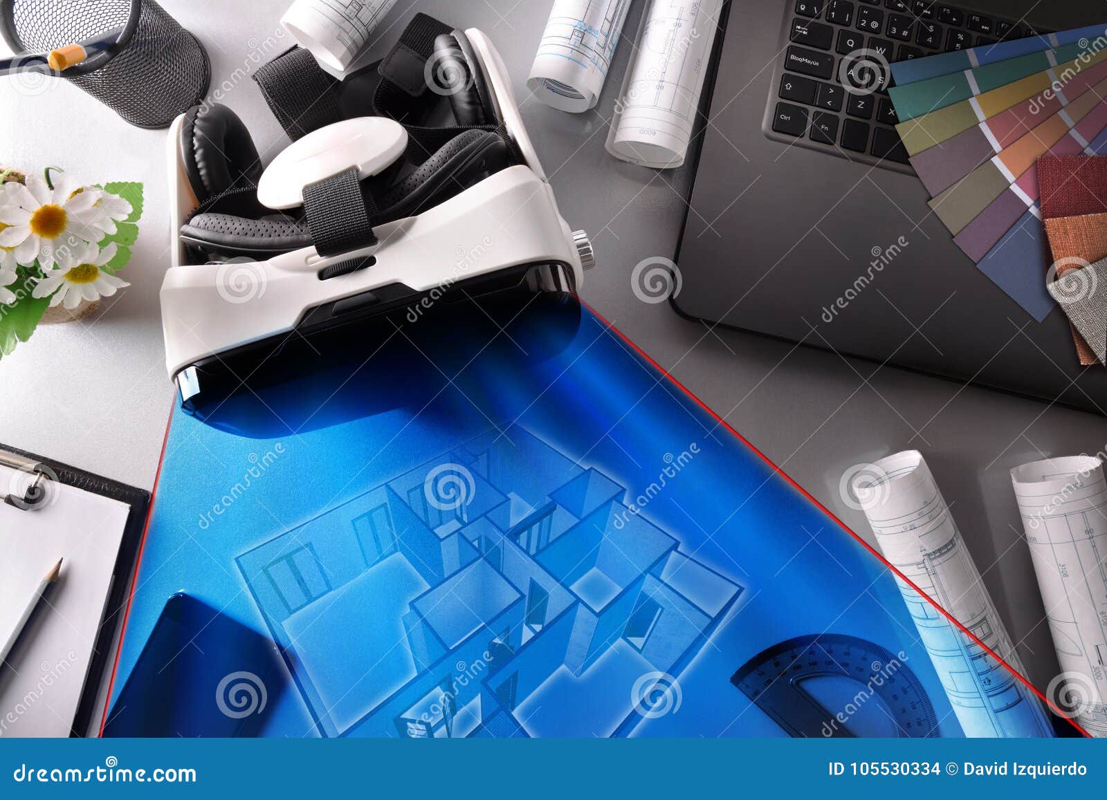 Virtual Reality Glasses on Decorator Office Table Wirth Representation ...