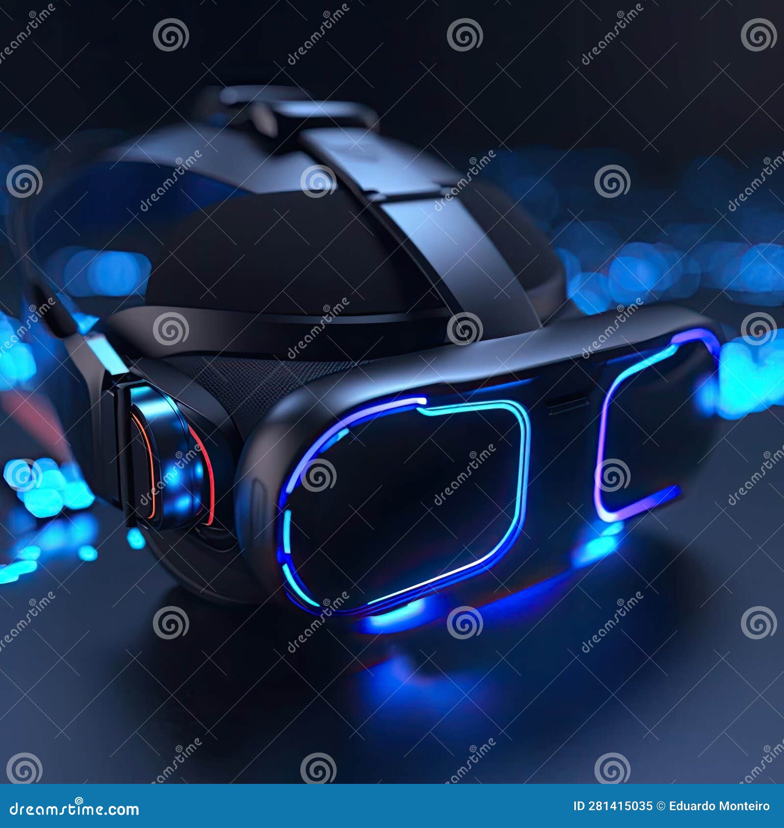 Virtual Reality Glasses with Neon Lights on Black Background (ID ...