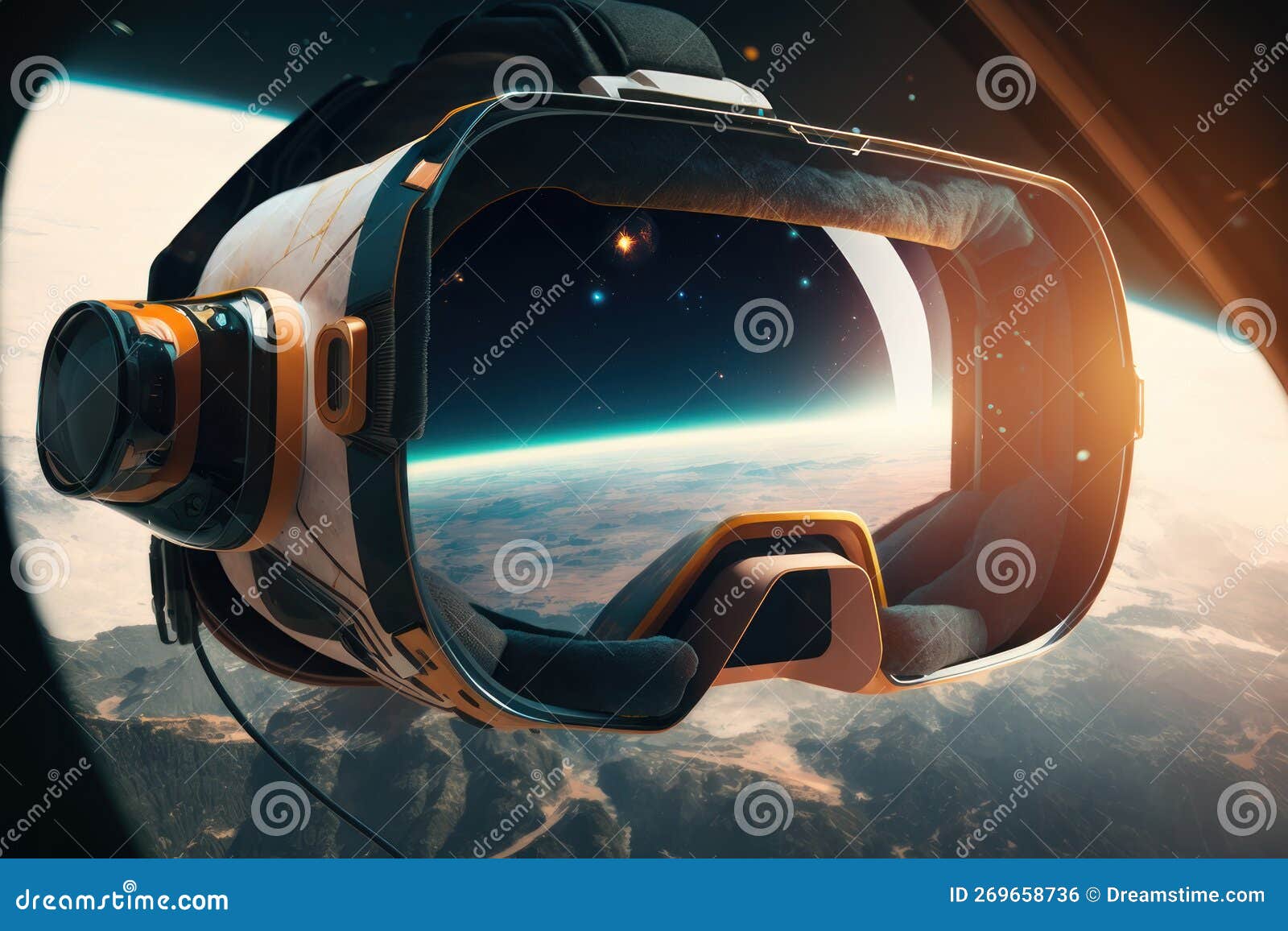 Virtual Reality Glasses in Outer Space. AI Generative Stock ...