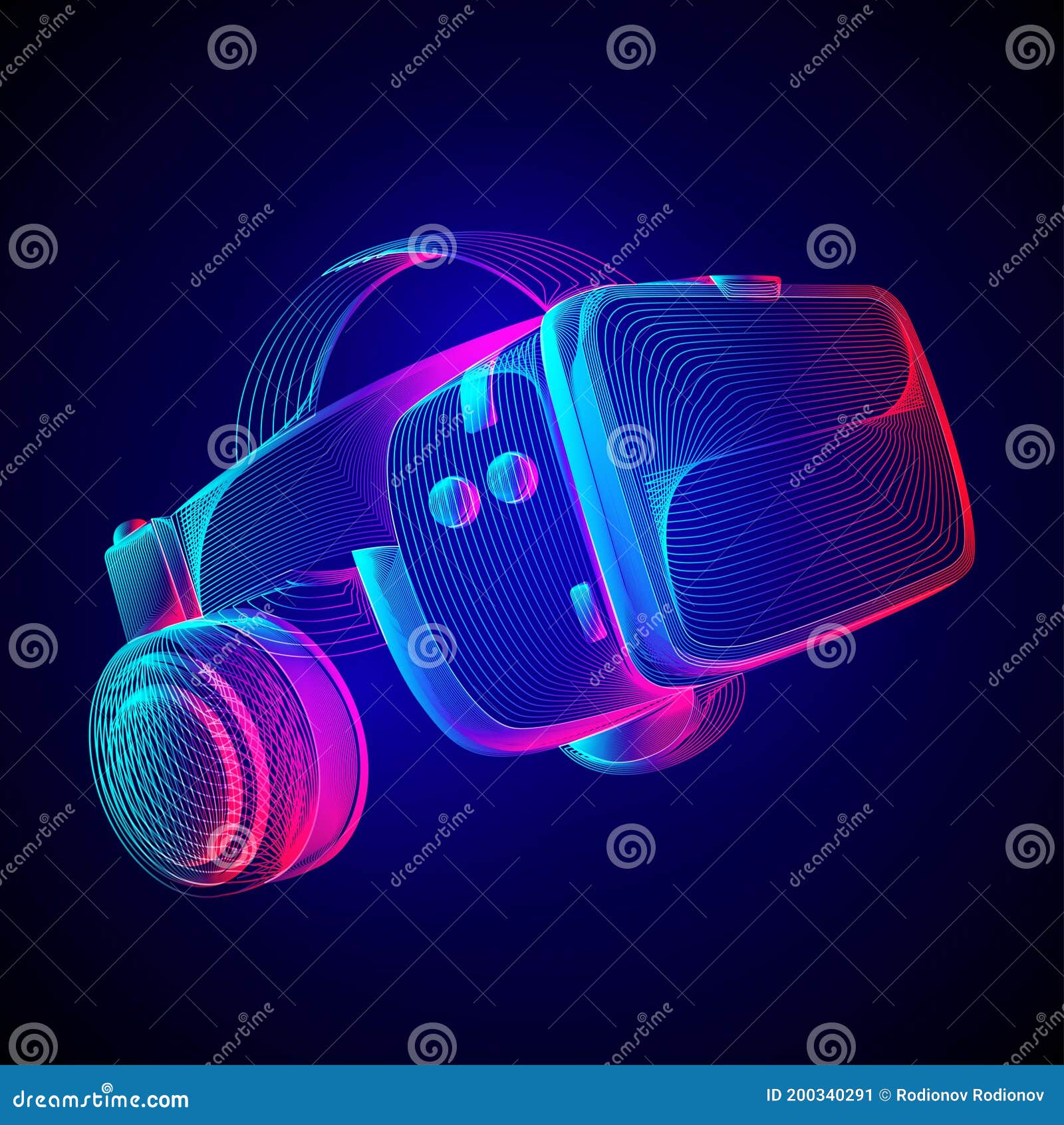 Virtual Reality Headset. Abstract VR Helmet with Glasses and Headphones ...